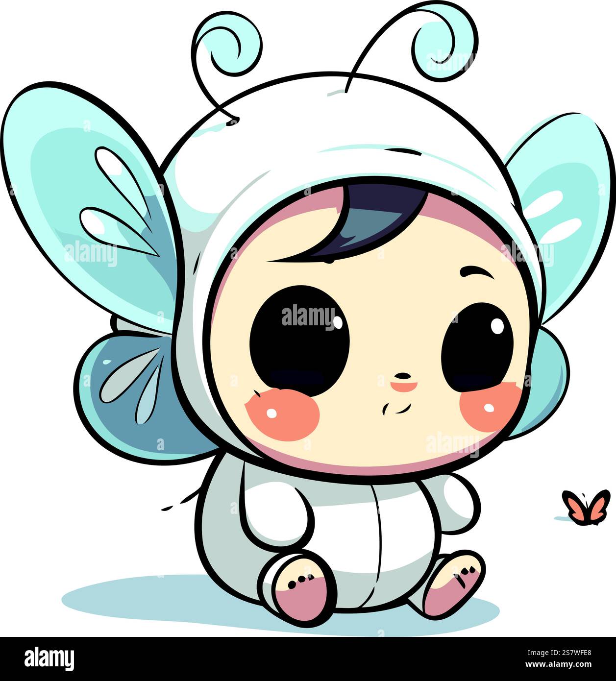 Cute cartoon little butterfly isolated on white background. Vector ...