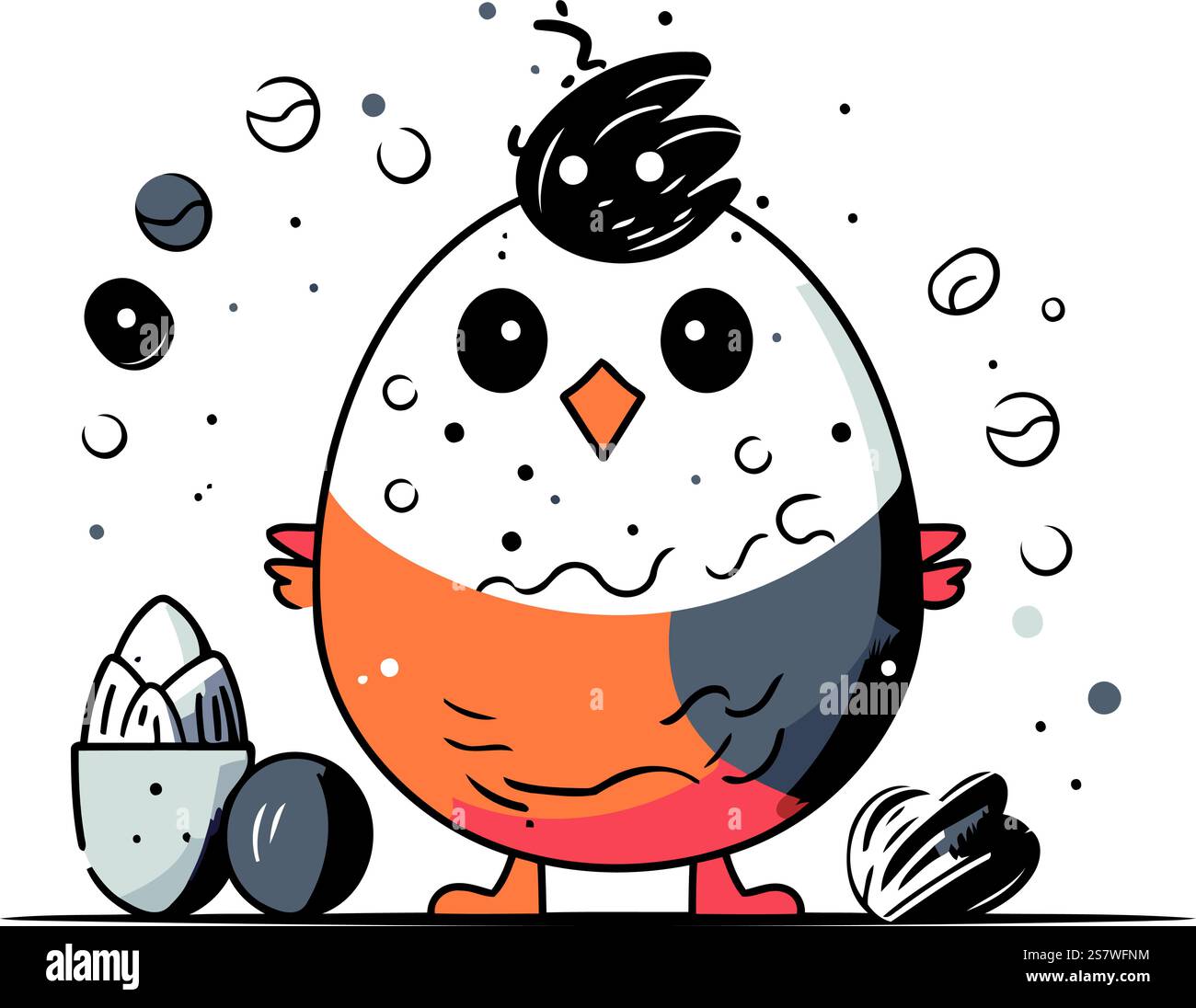 Cute chicken with eggshells. Vector illustration in doodle style Stock Vector Image & Art - Alamy