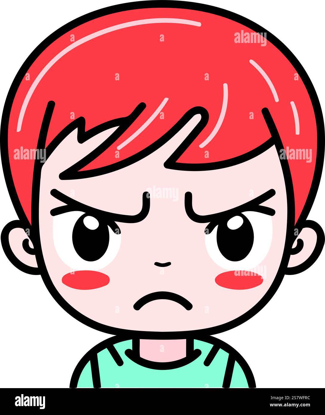 Angry boy with red hair. Vector illustration in cartoon style Stock ...