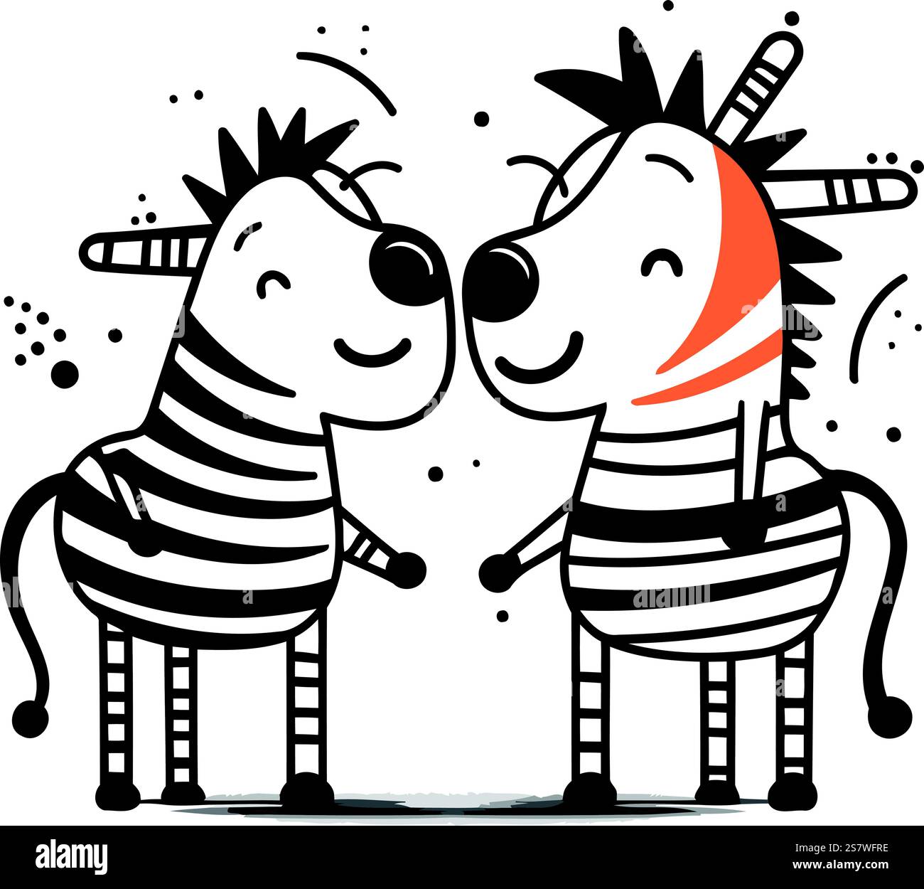 Cute zebra couple. Vector illustration in doodle style Stock Vector ...