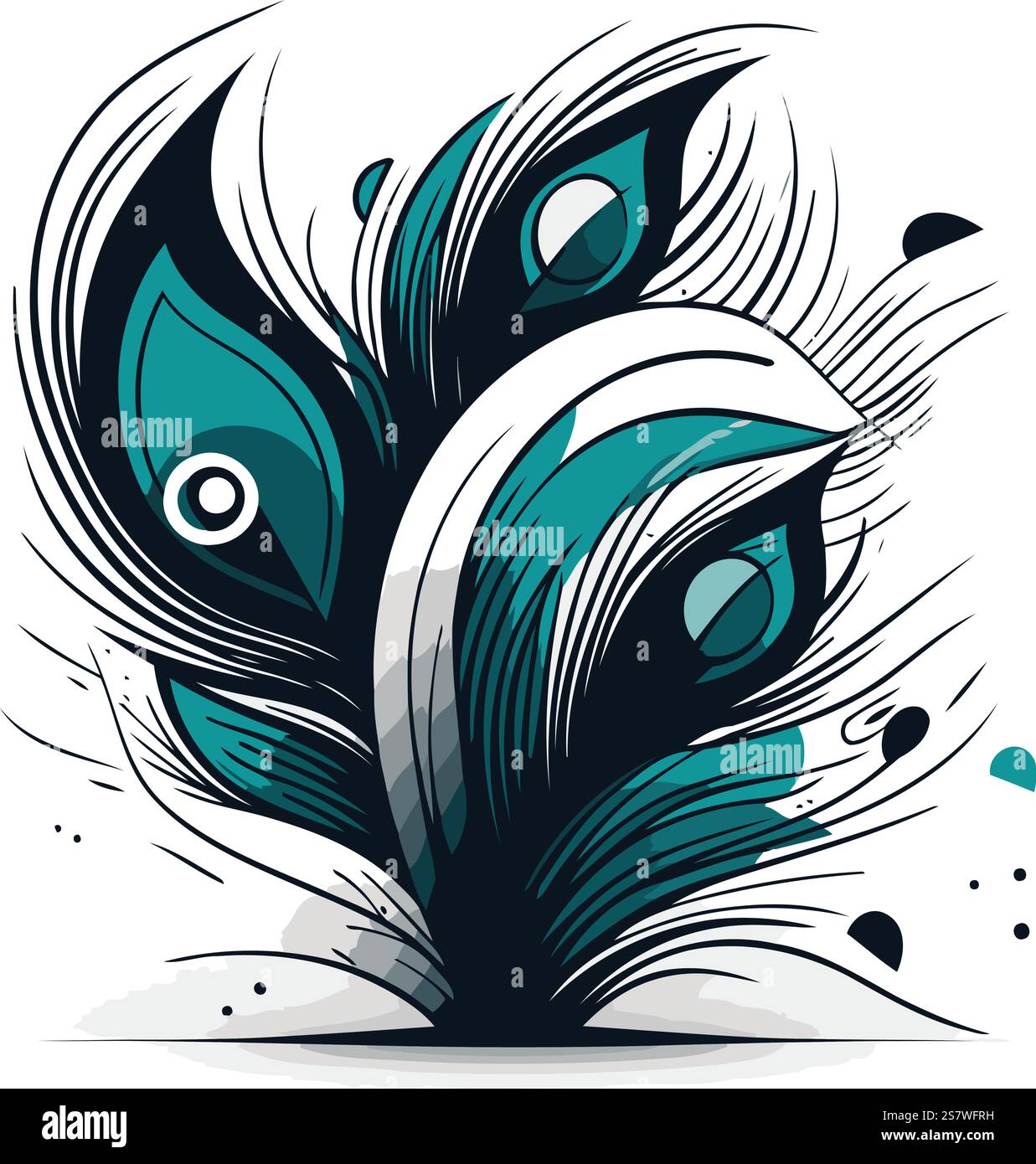Illustration of peacock head with feathers. Vector design element Stock ...