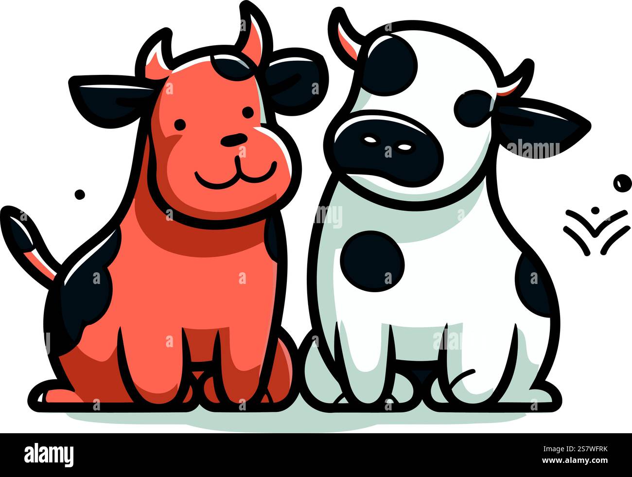 Cute cartoon cow and cow vector illustration. Cute farm animals Stock ...