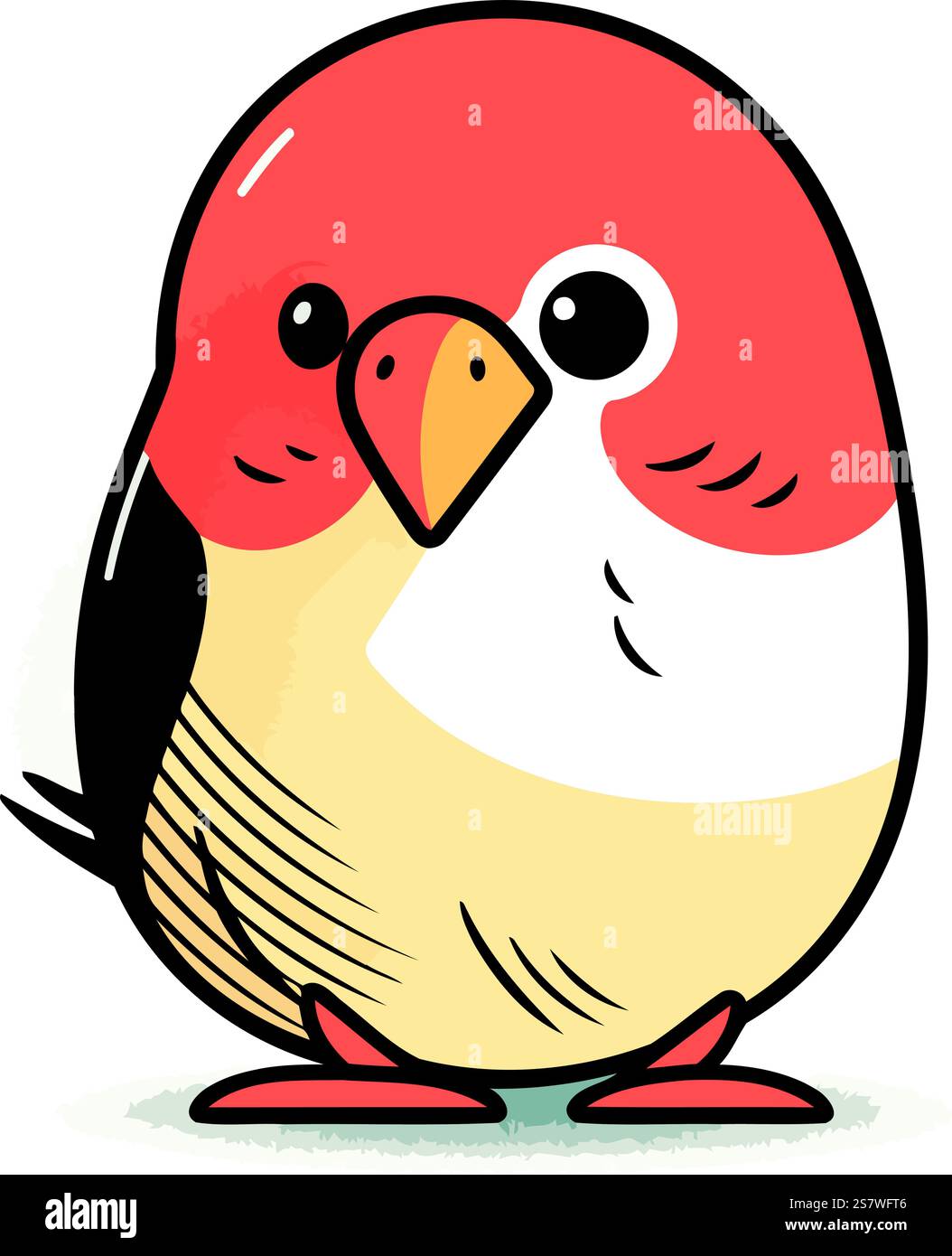 Vector illustration of a cute cartoon red parrot isolated on white ...
