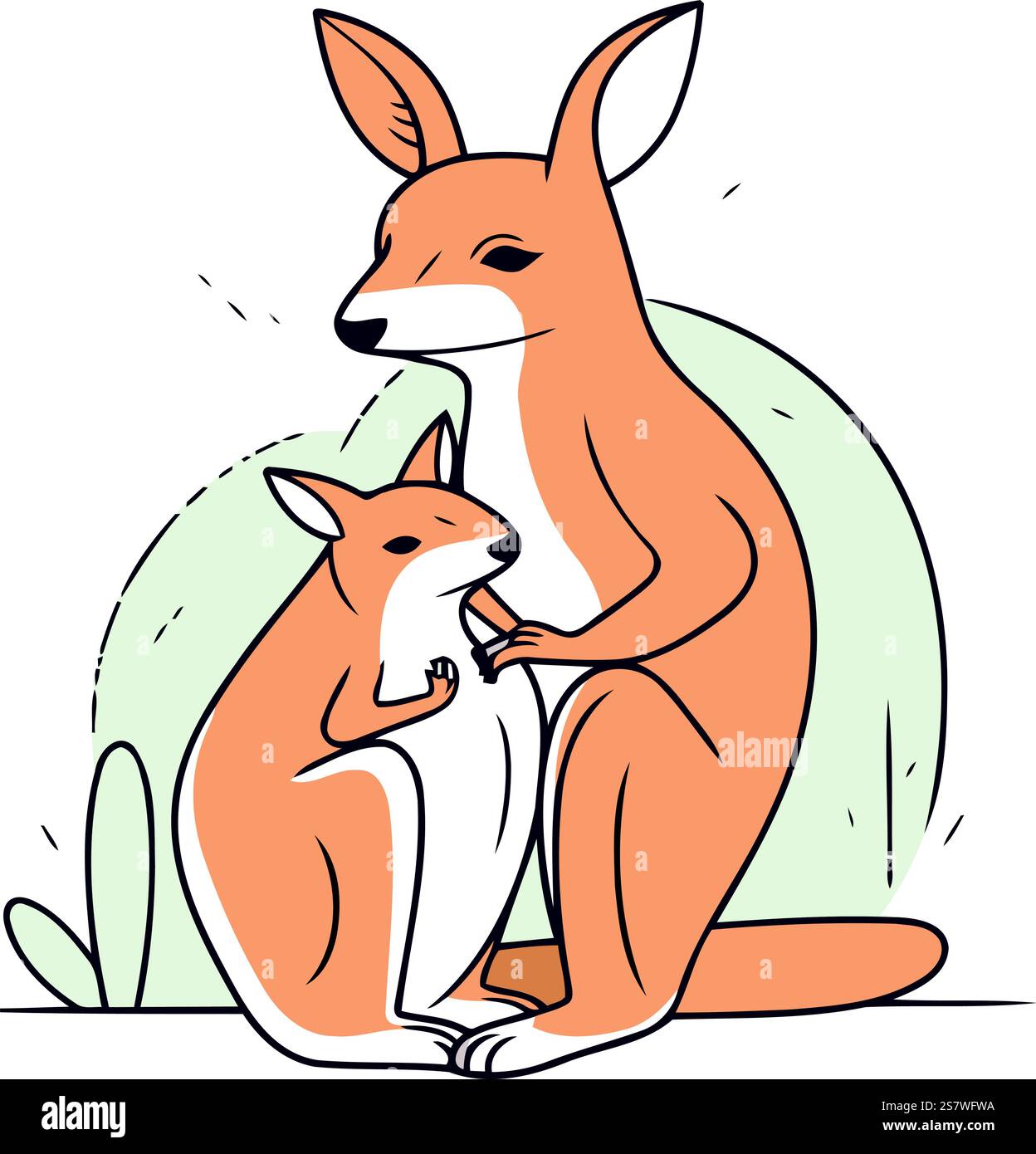 Cute cartoon kangaroo and little fox. Vector illustration Stock Vector ...