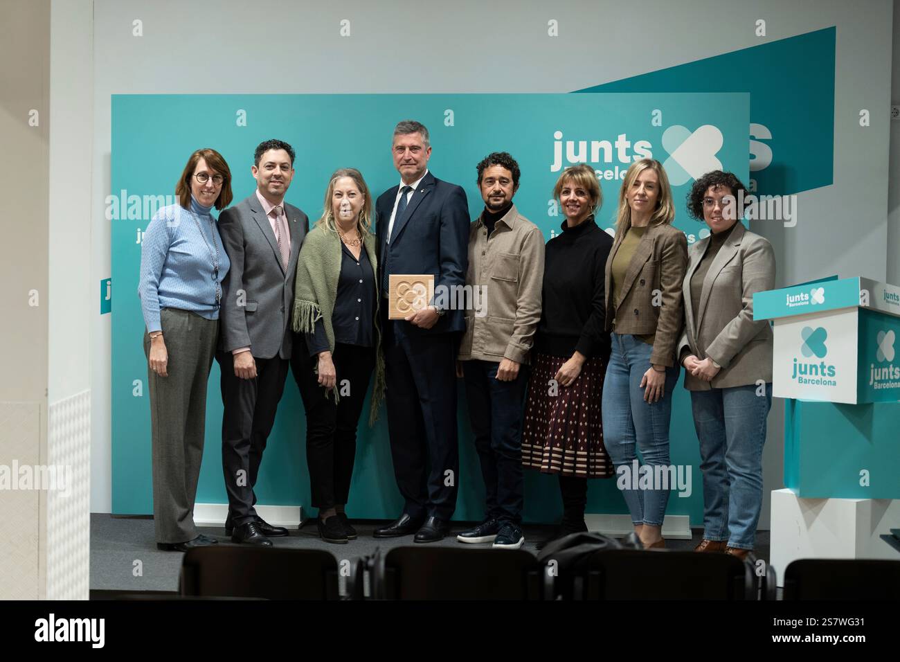 (L-R) Barcelona councilor Joan Rodríguez i Portell, Barcelona councilor Neus Munté Fernàndez ...