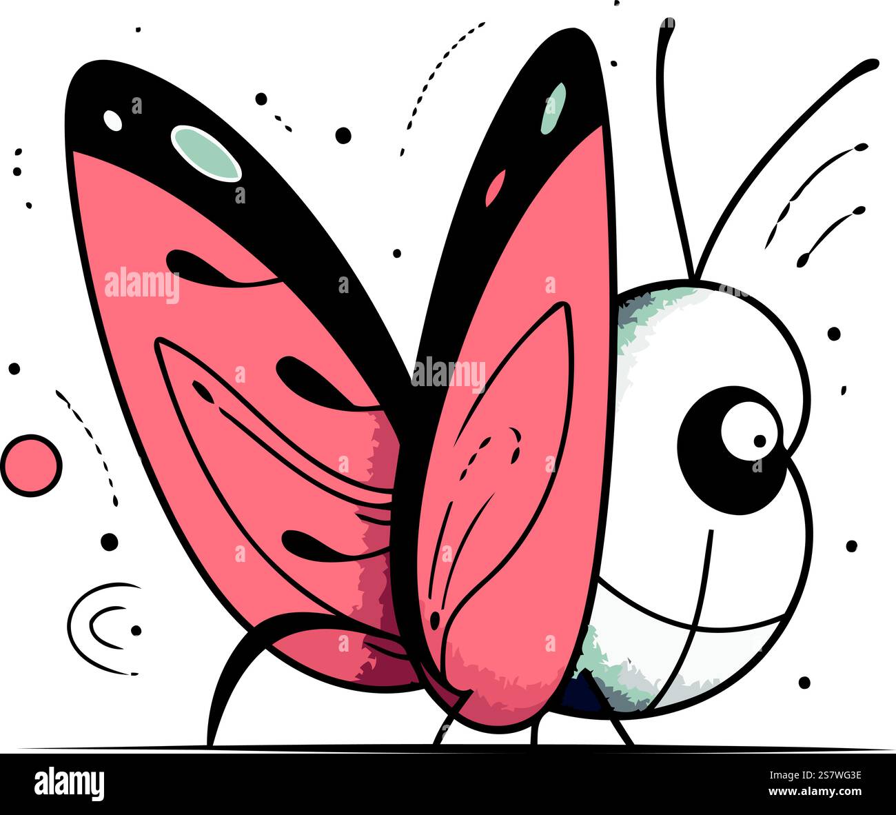 Butterfly. Cute cartoon character. Hand drawn vector illustration Stock ...