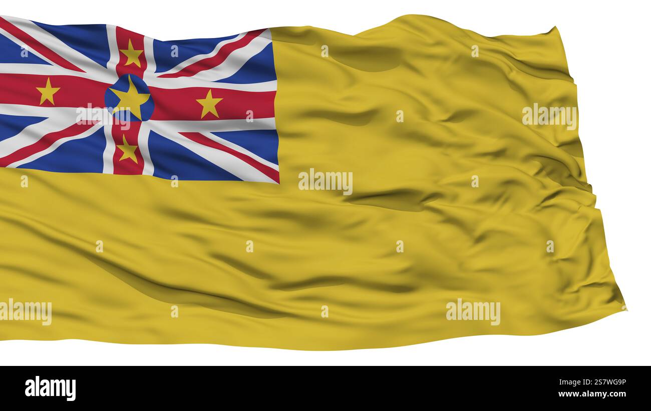Isolated Niue City Flag, Capital City of Alofi, Waving on White ...