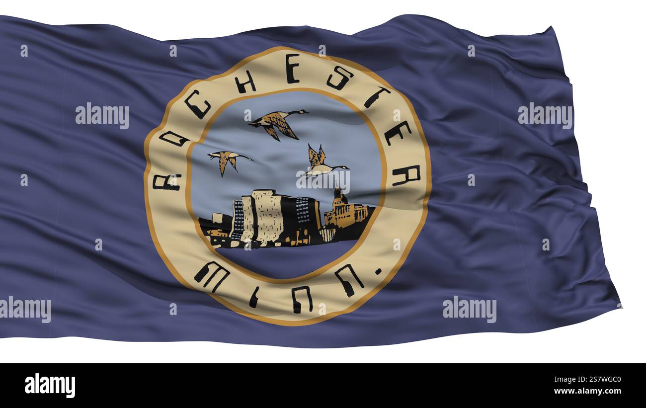 Isolated Rochester City Flag, City of Minnesota State, Waving on White ...