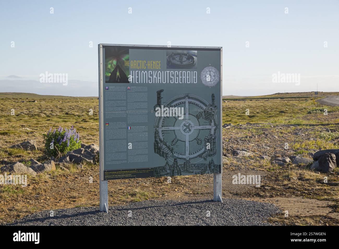 Information sign, Arctic Henge, near Raufarhoefn, Iceland, It is ...