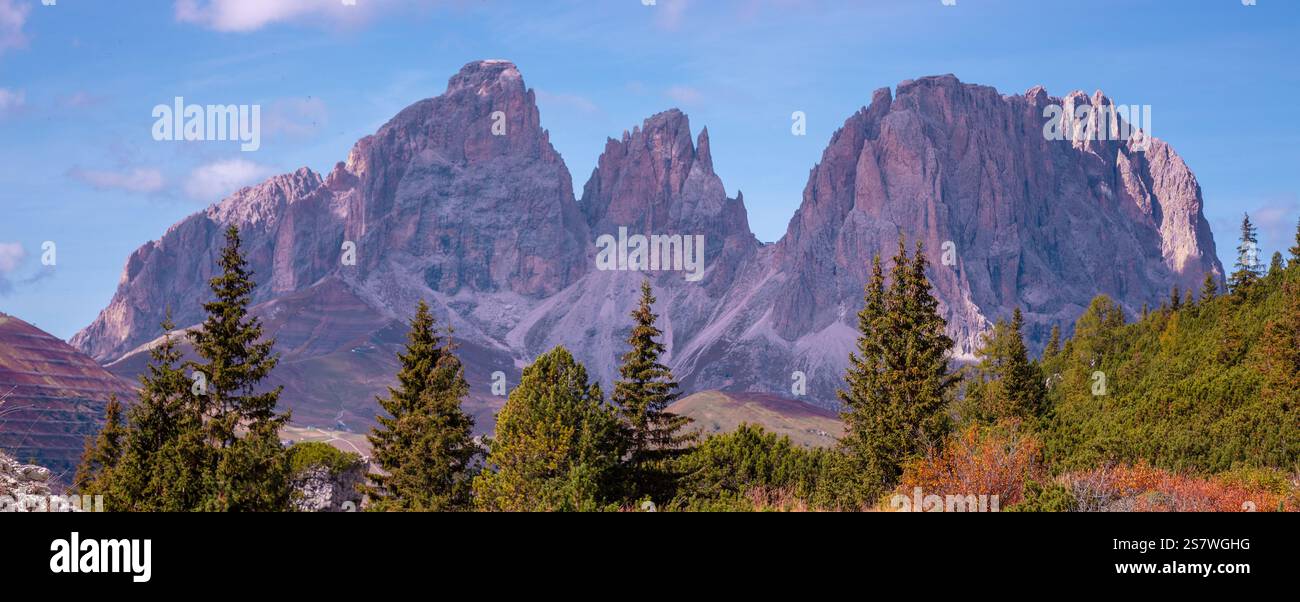 Mountain landscape background. Rocks against the day sky. The Dolomites ...