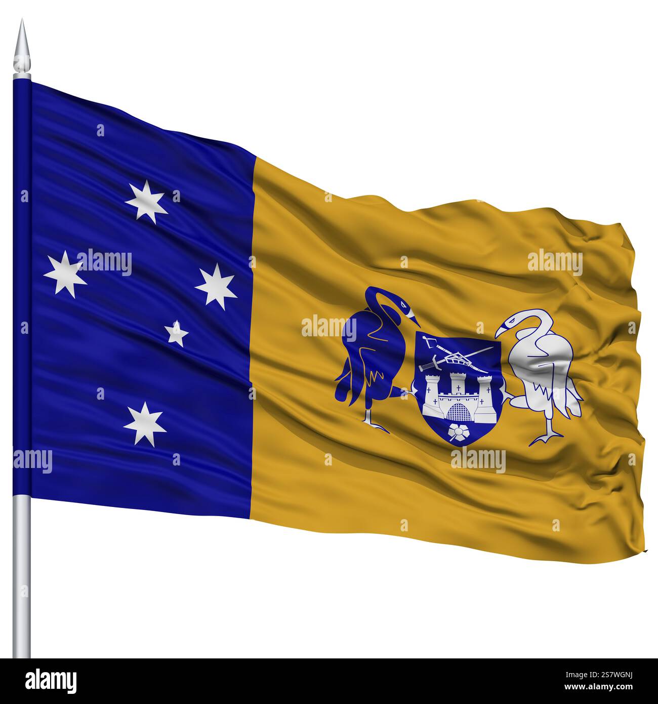 Canberra City Flag on Flagpole, Capital City of Australia, Flying in ...