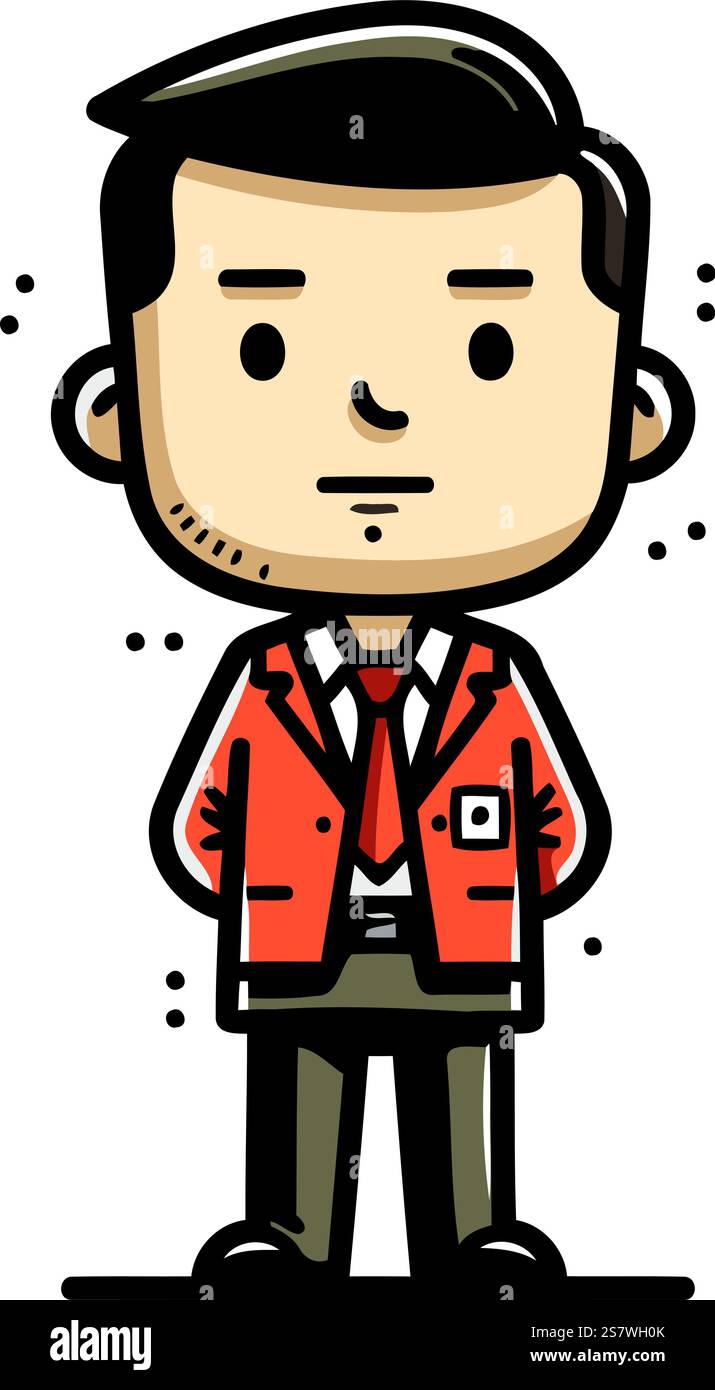 Vector illustration of a male office worker cartoon character in flat ...