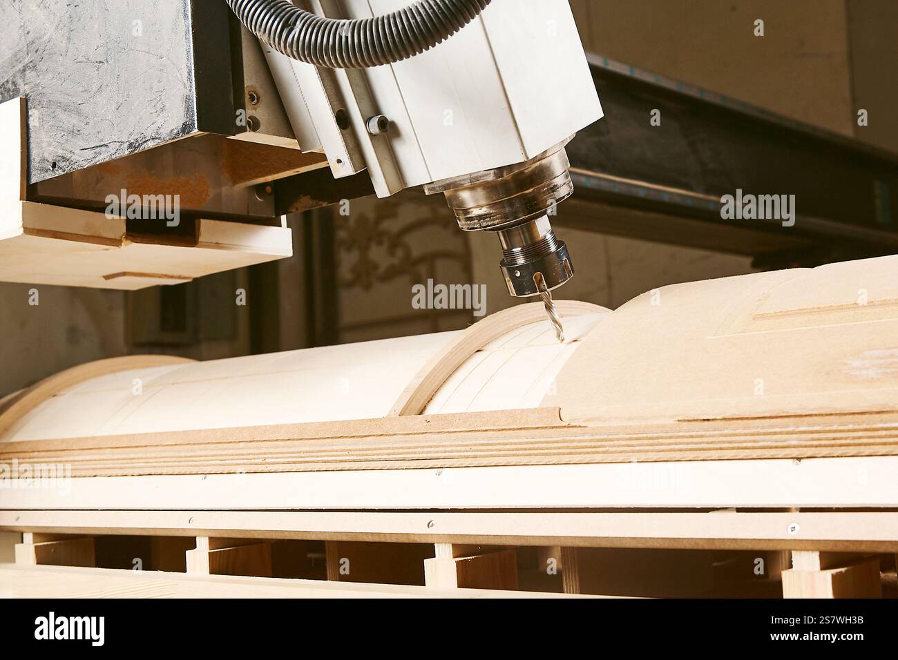 Cutting wood using a machine with numerical control. Cnc tool Stock ...
