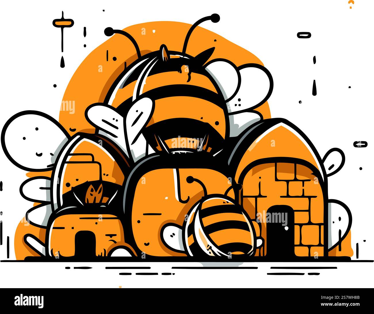 Vector illustration of bee in doodle style. Insects in doodle style ...
