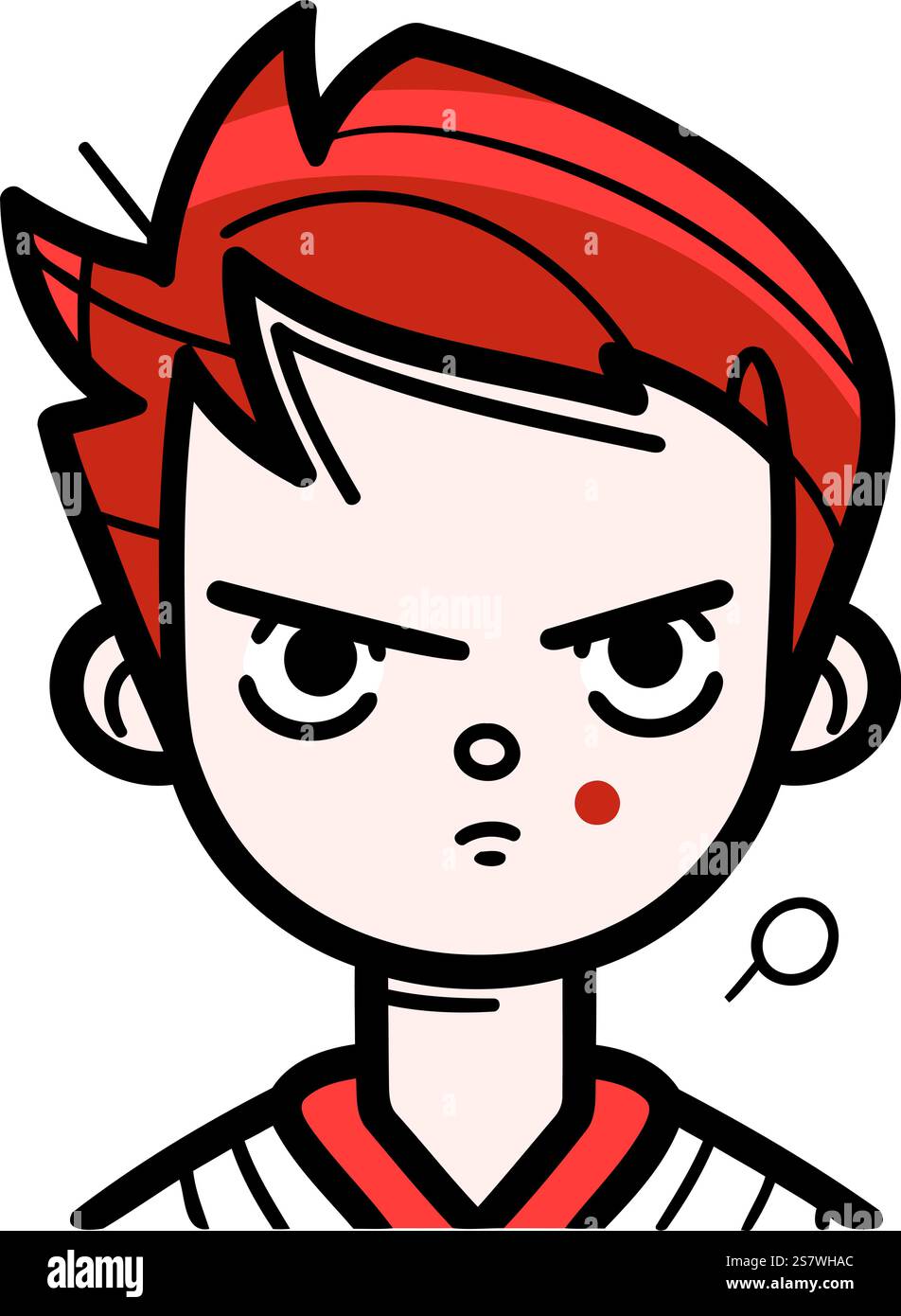 Cute cartoon boy with suspicious expression on his face. Vector ...