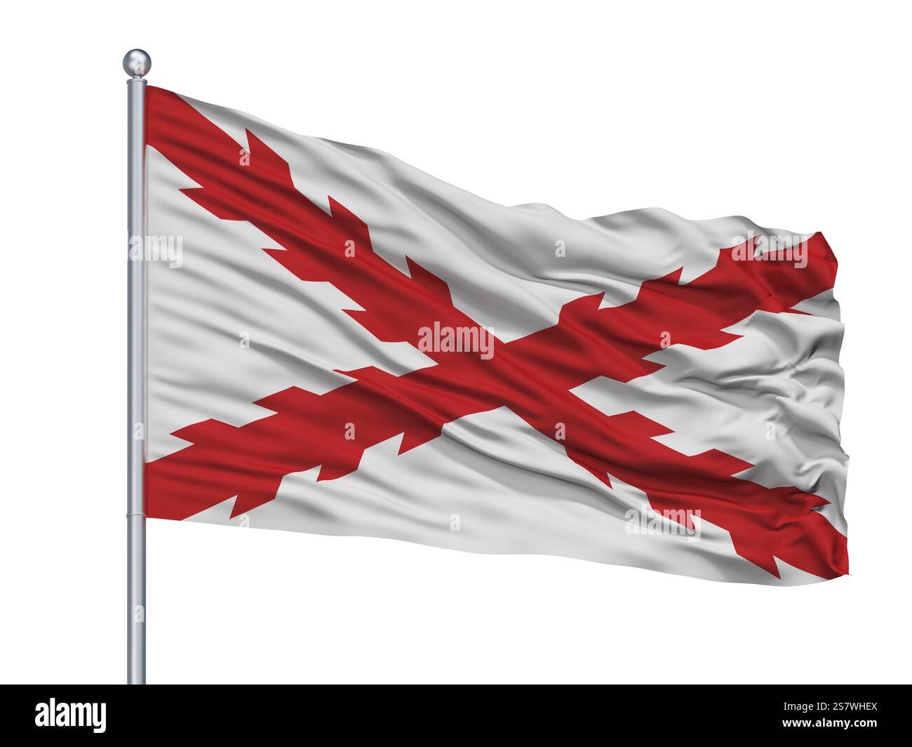 Cross Of Burgundy Flag On Flagpole, Isolated On White Background Stock ...