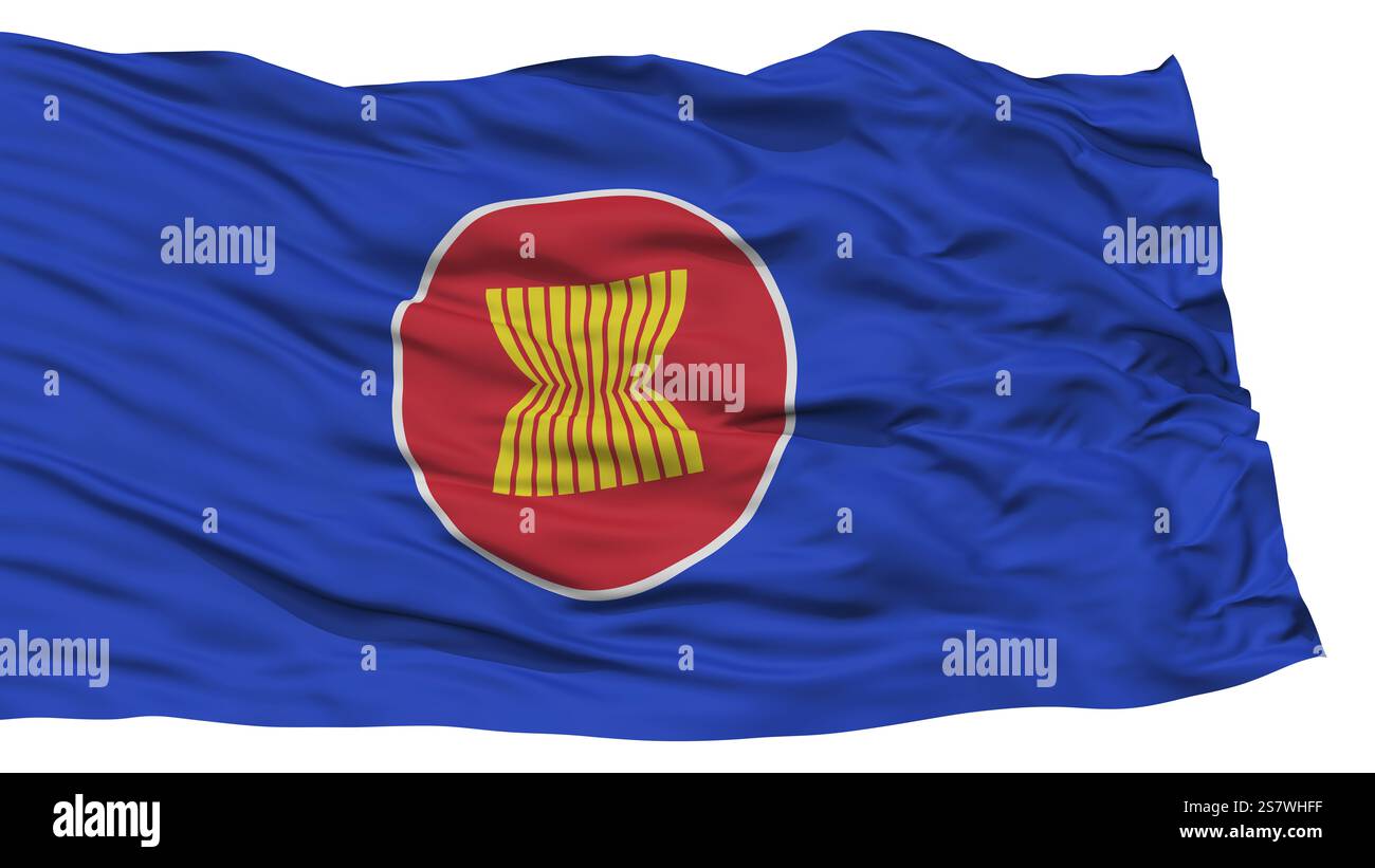 Isolated ASEAN Flag, Waving on White Background, High Resolution Stock ...