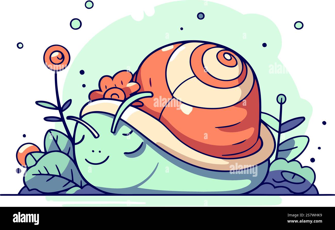 Cartoon snail. Vector illustration of a snail with a shell Stock Vector ...