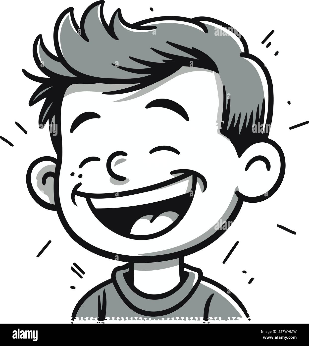 Vector illustration of a happy laughing boy. Hand drawn cartoon style ...