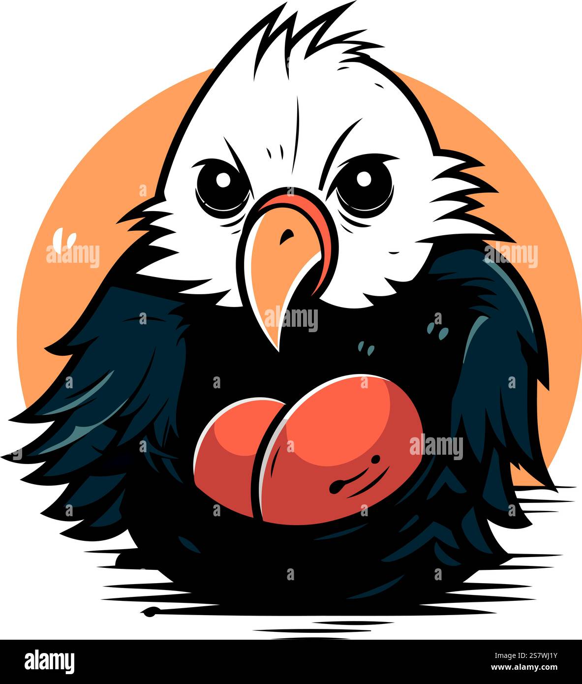 Vector illustration of a bald eagle with an egg in its beak Stock ...