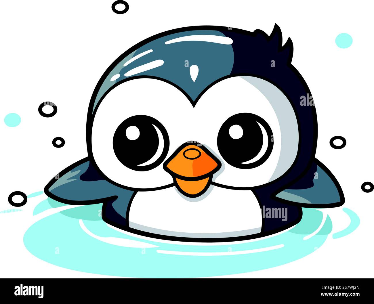 Cute penguin swimming in the water. Vector illustration isolated on ...