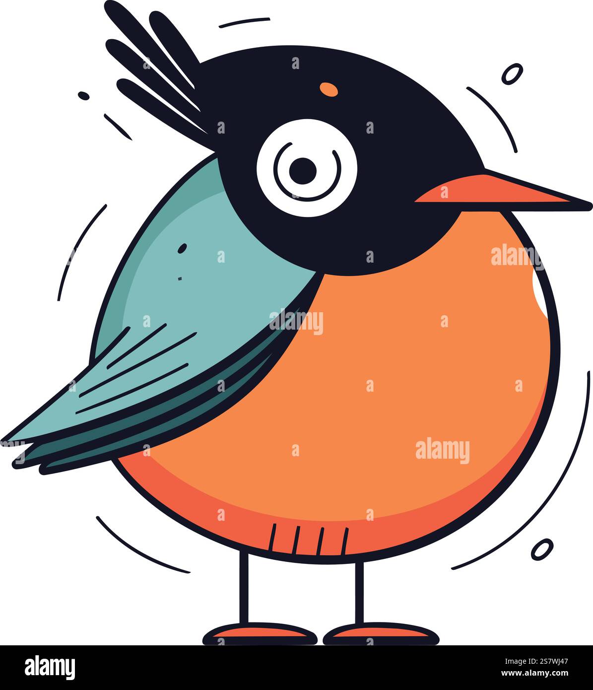 Cartoon vector illustration of cute little bird with big eyes and ...