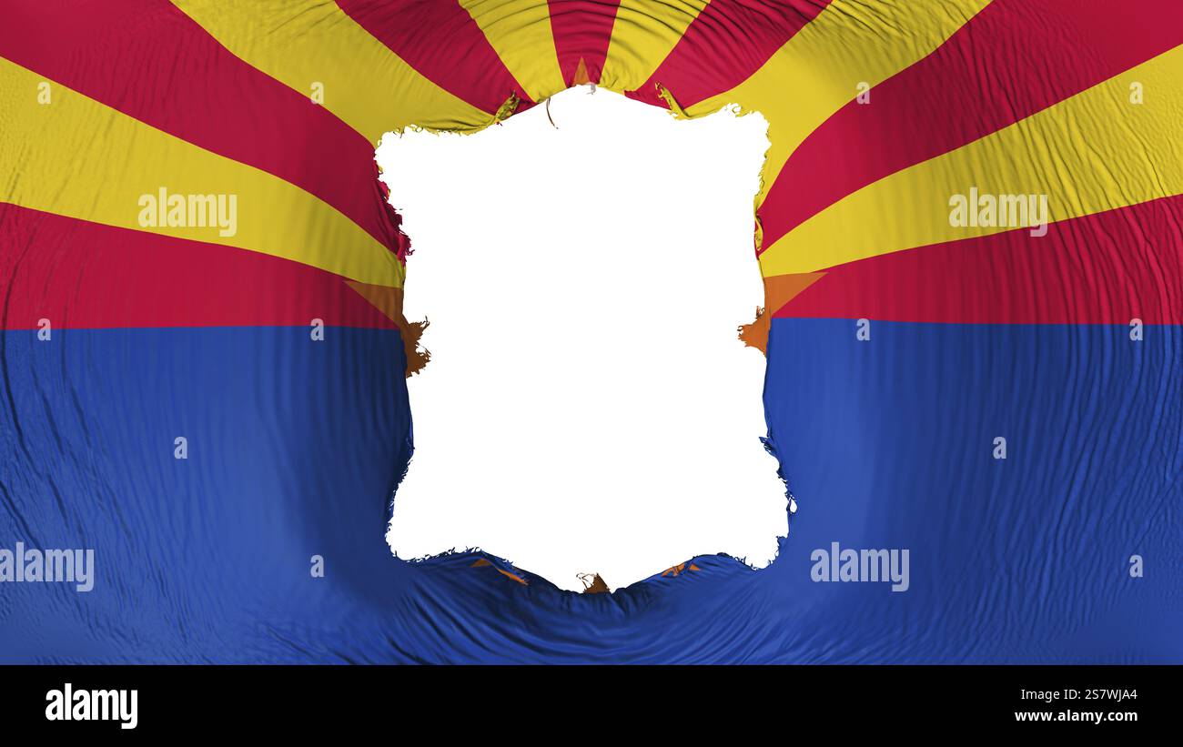 Square hole in the Arizona state flag, white background, 3d rendering ...