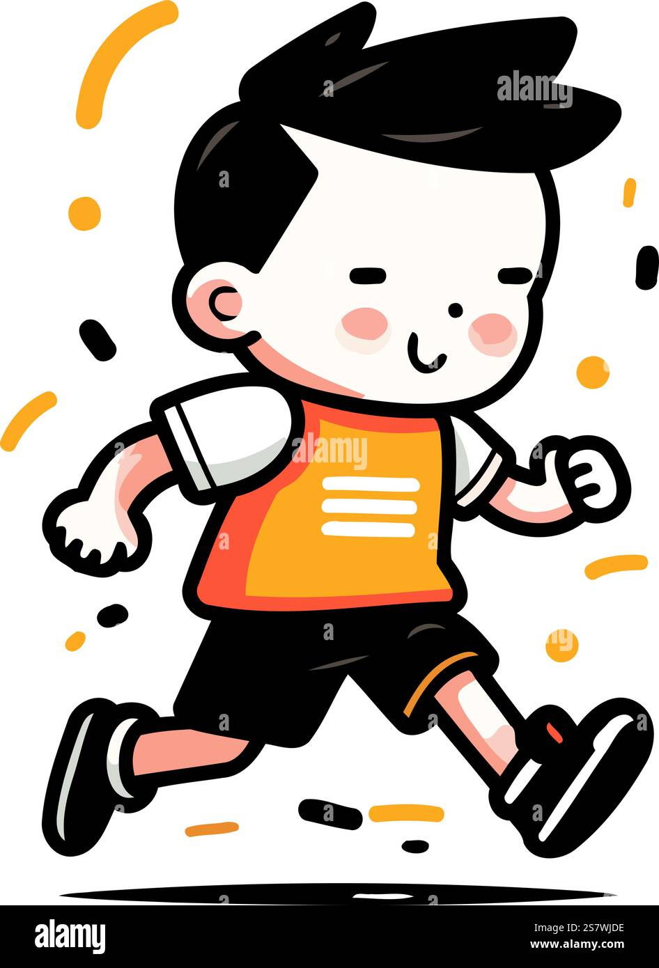Running boy. Vector illustration of a boy jogging isolated on white ...