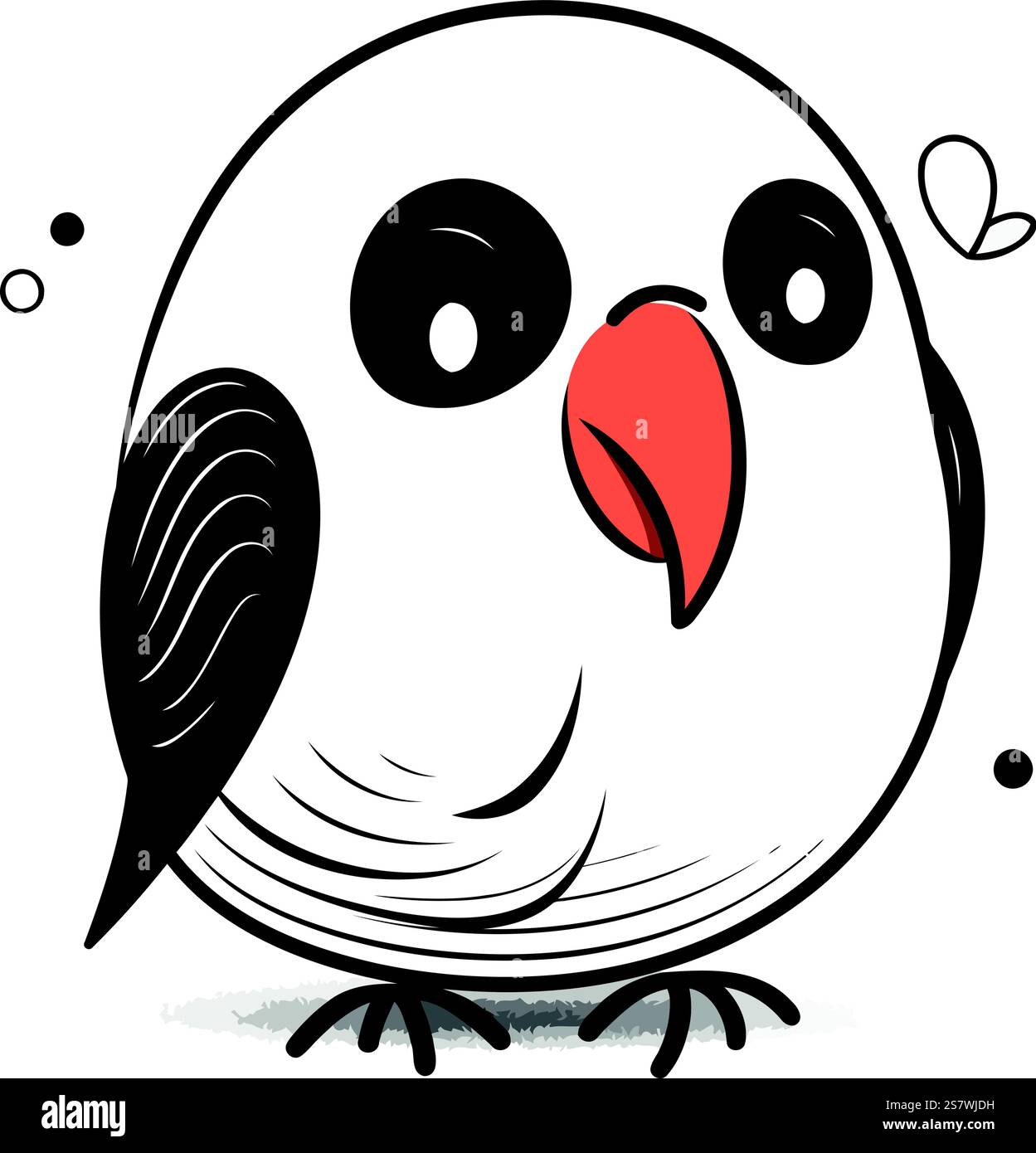 Cute little black and white parrot. Vector cartoon illustration Stock ...