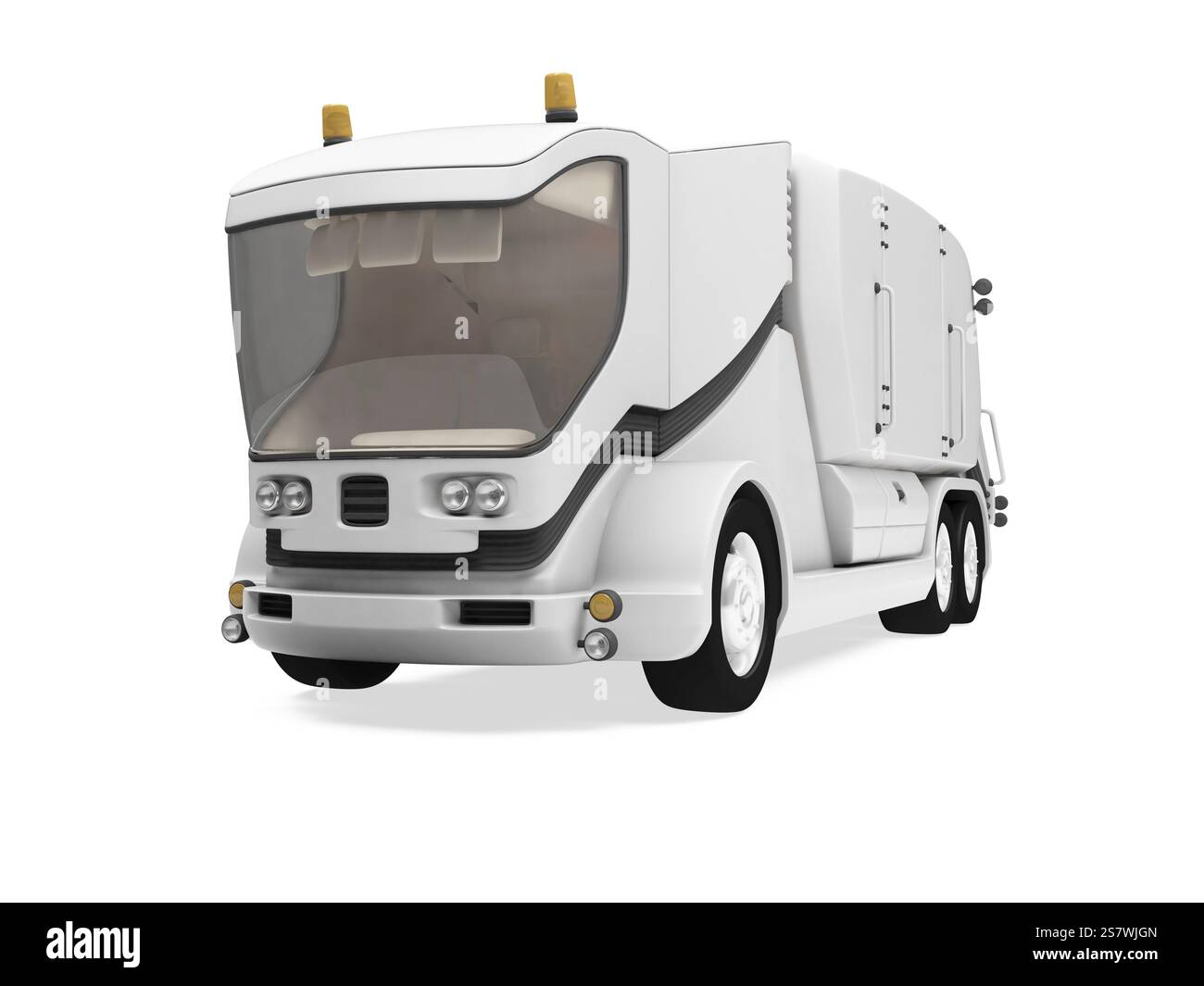 Isolated future trash truck front view over white background Stock ...