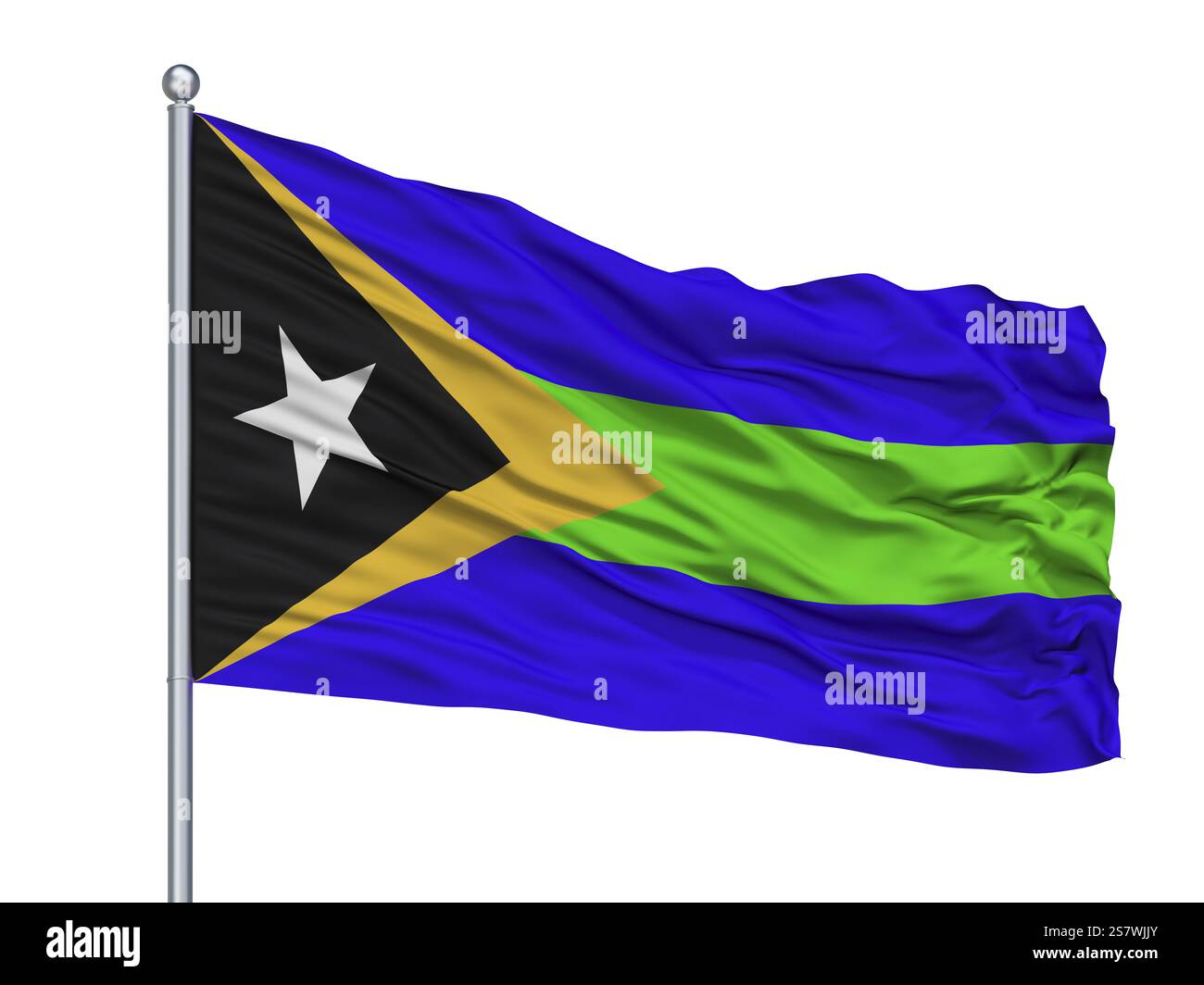 Manatuto City Flag On Flagpole, Country East Timor, Isolated On White ...