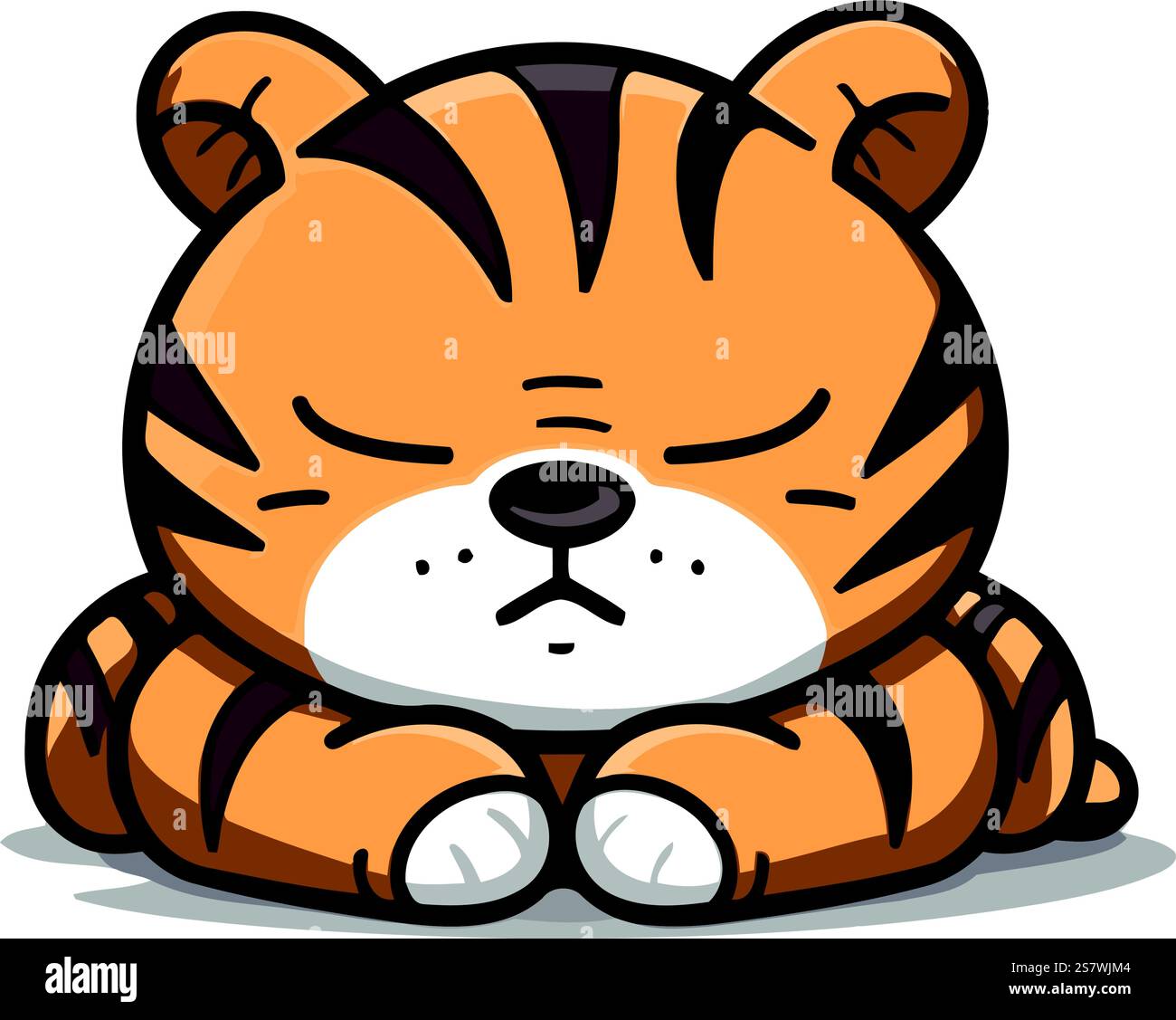 Tiger sleeping cute cartoon character. Vector illustration isolated on ...