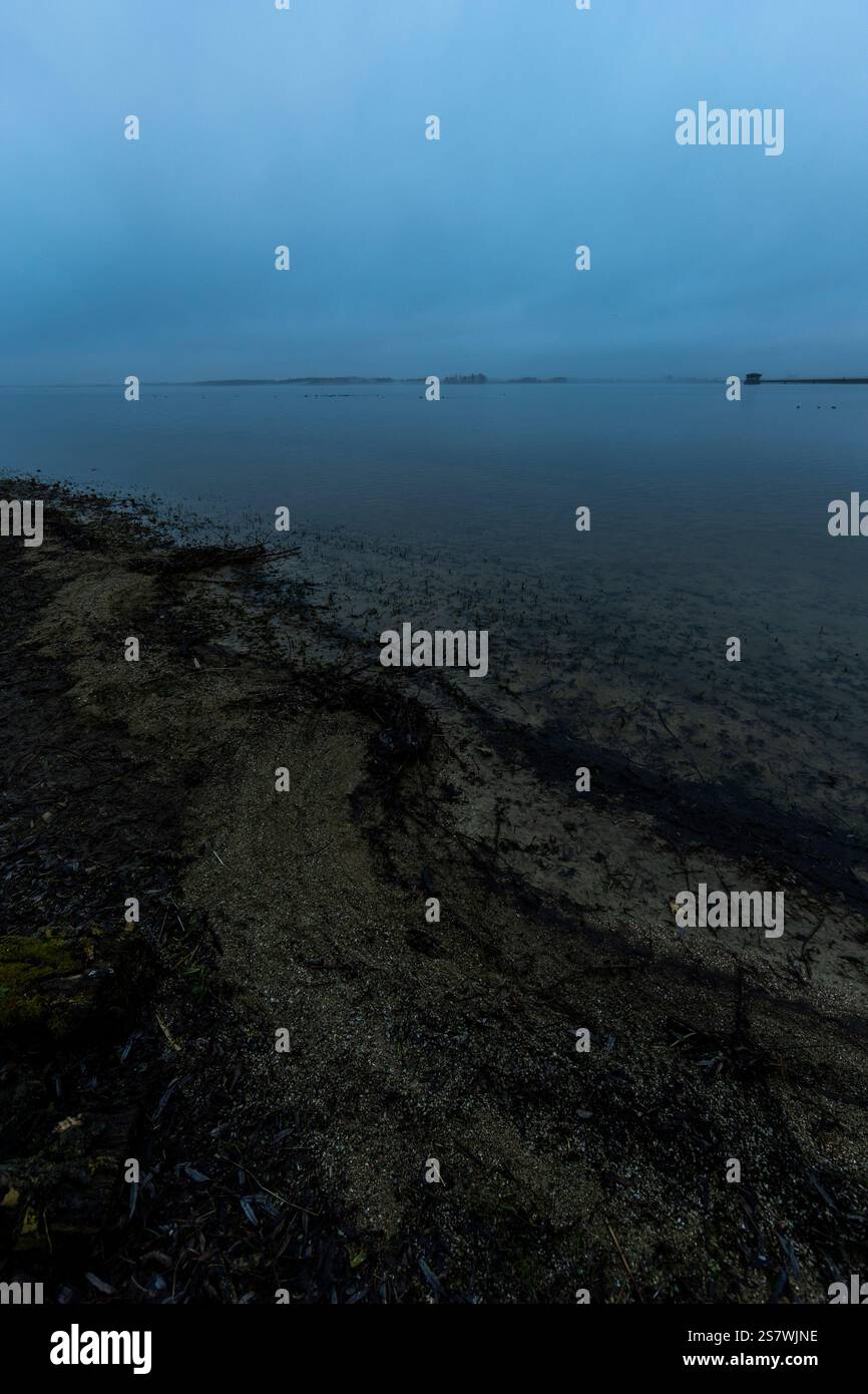 Grafham Water in a january fog. Cambridgeshire Stock Photo - Alamy