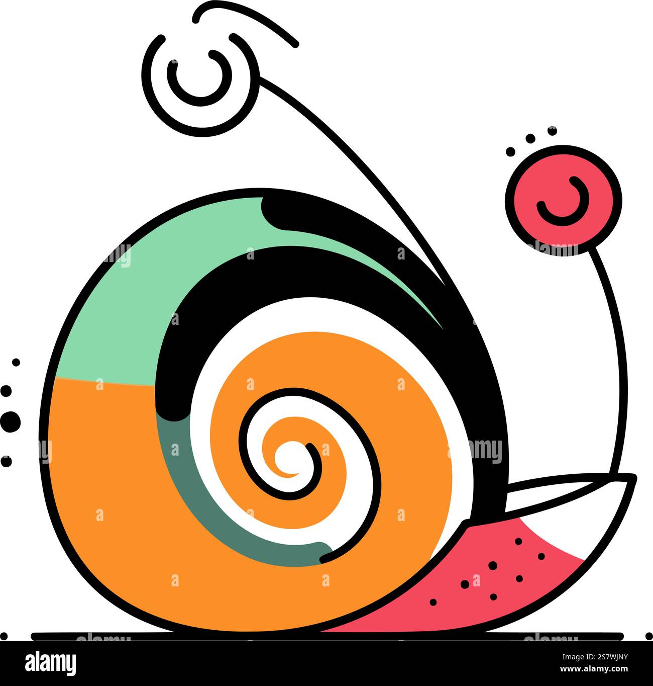 Vector illustration of snail on white background. Flat line art design ...