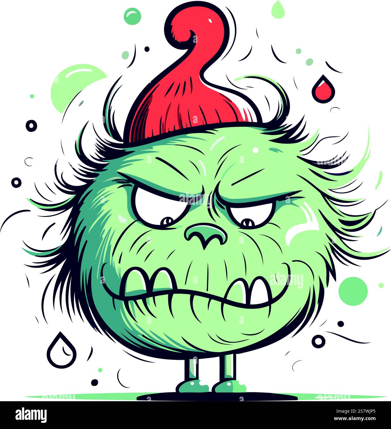 Vector illustration of angry green monster. Cartoon character. Isolated ...