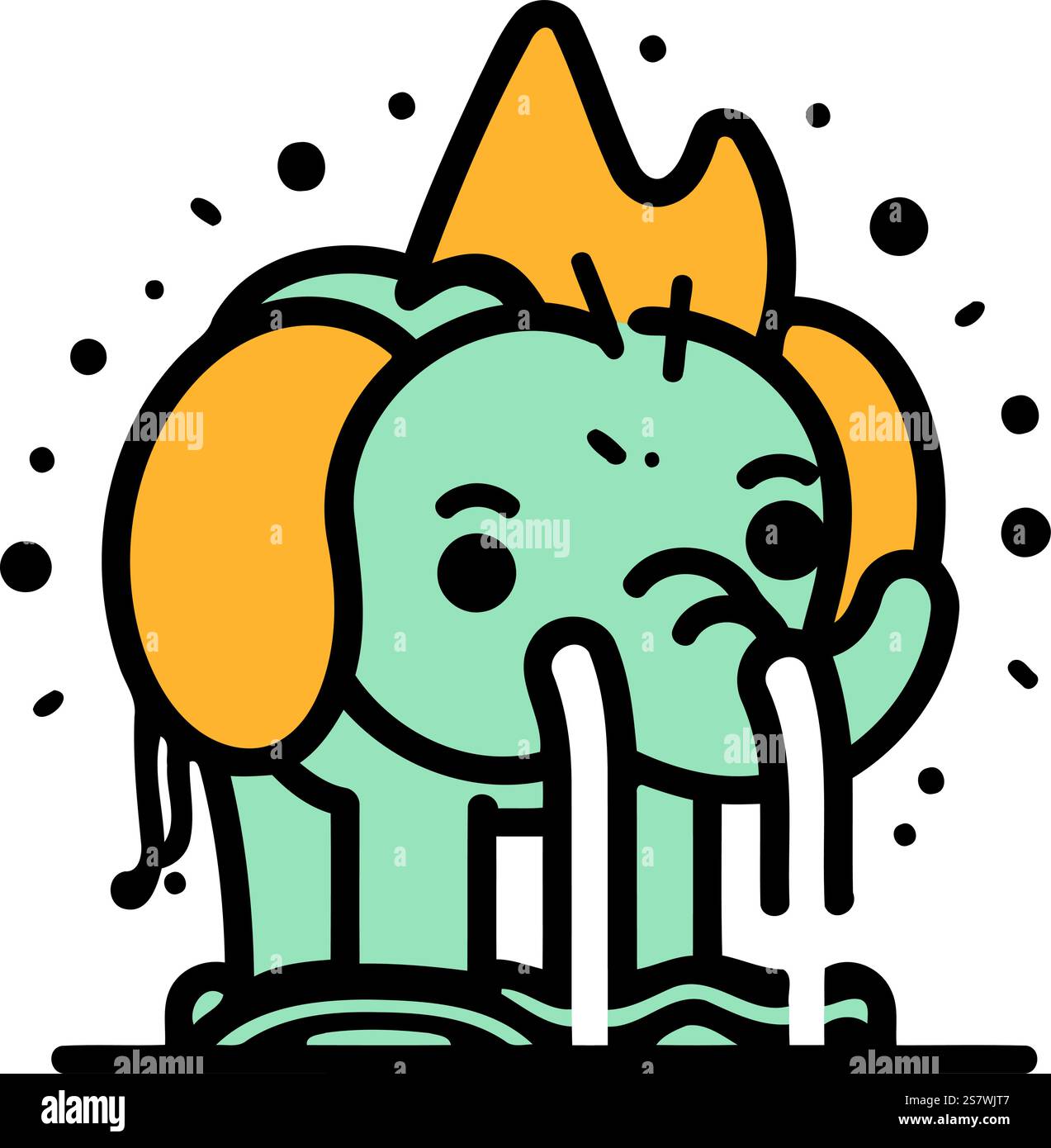 Cute little elephant crying. Vector illustration in doodle style Stock ...