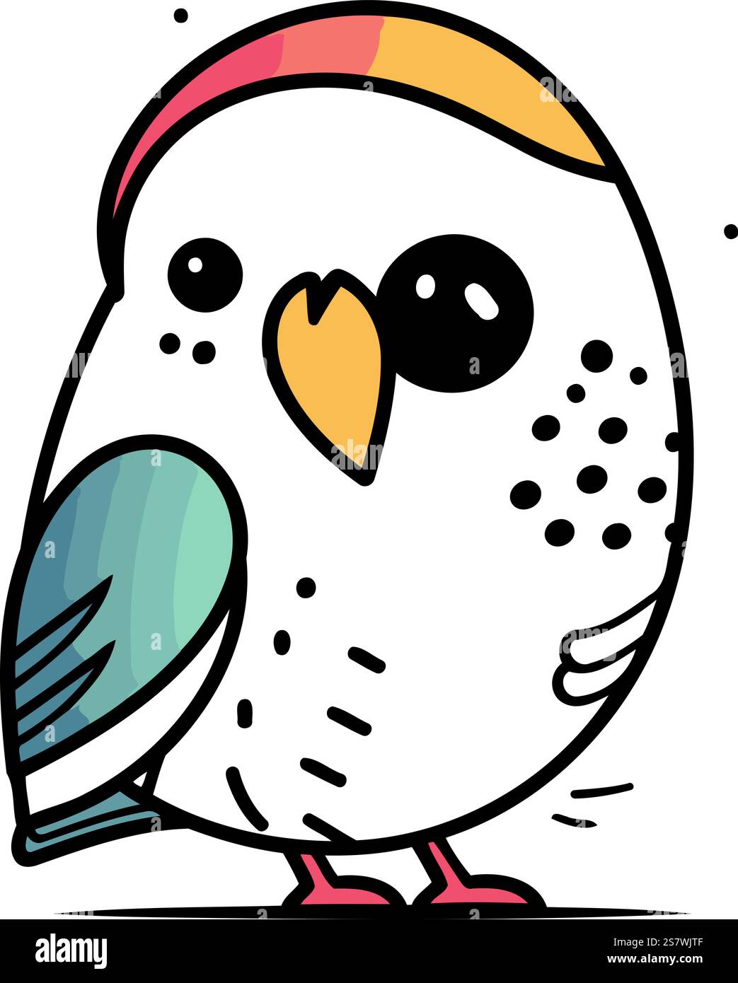 Cute cartoon parrot. Vector illustration. Line art design Stock Vector ...
