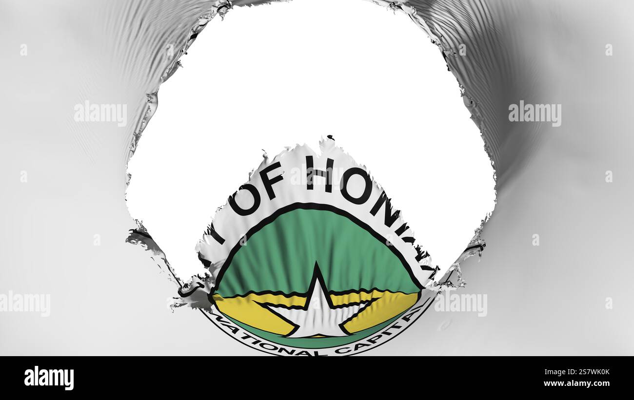 Big hole in Honiara, capital of Solomon Islands flag, white background ...