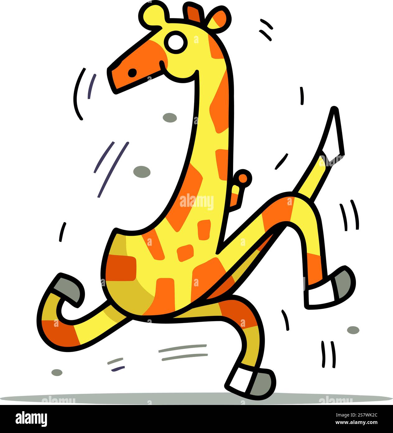 Cartoon giraffe running on white background. Vector flat illustration ...
