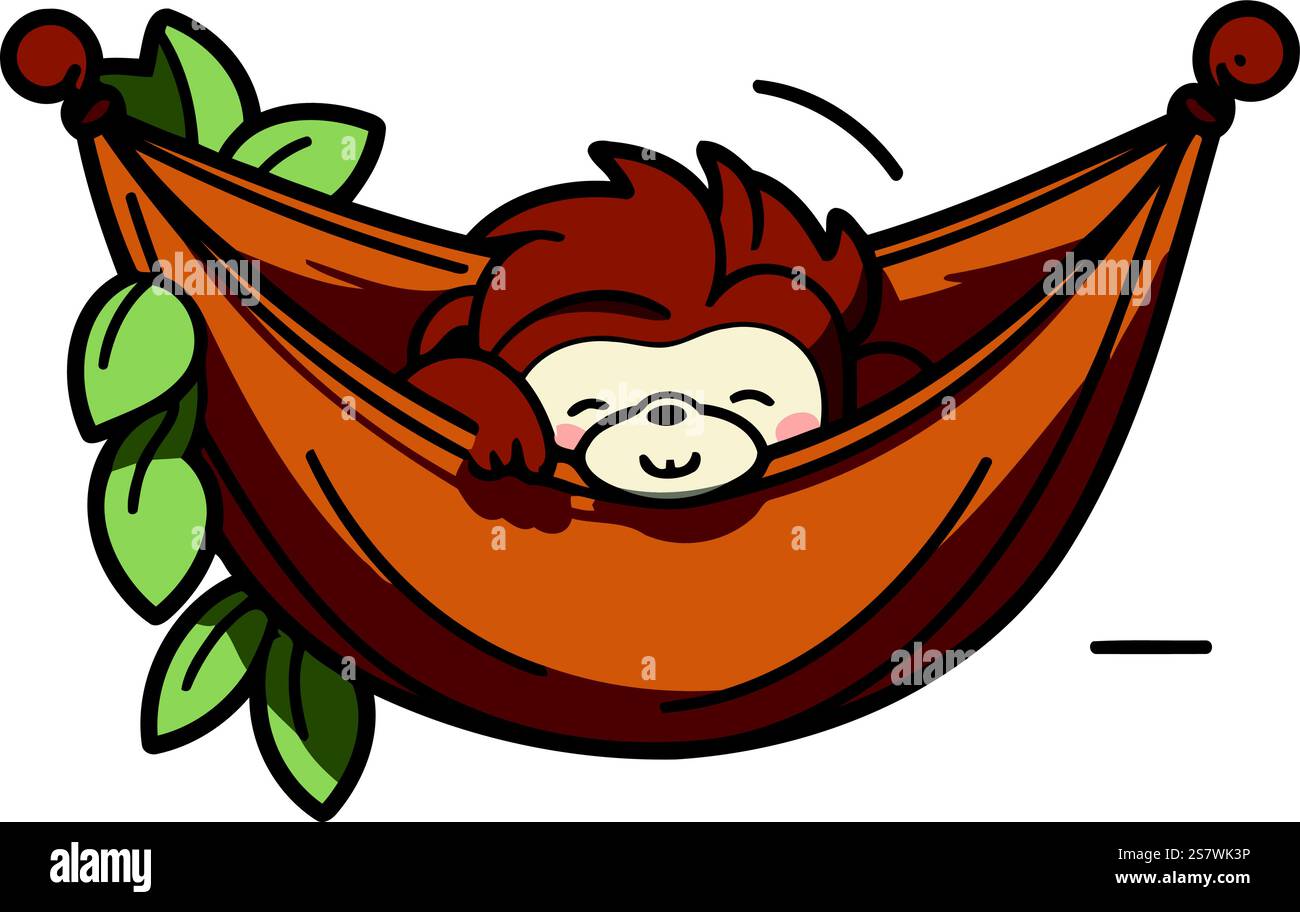 Cute cartoon monkey sleeping in a hammock. Vector illustration Stock ...