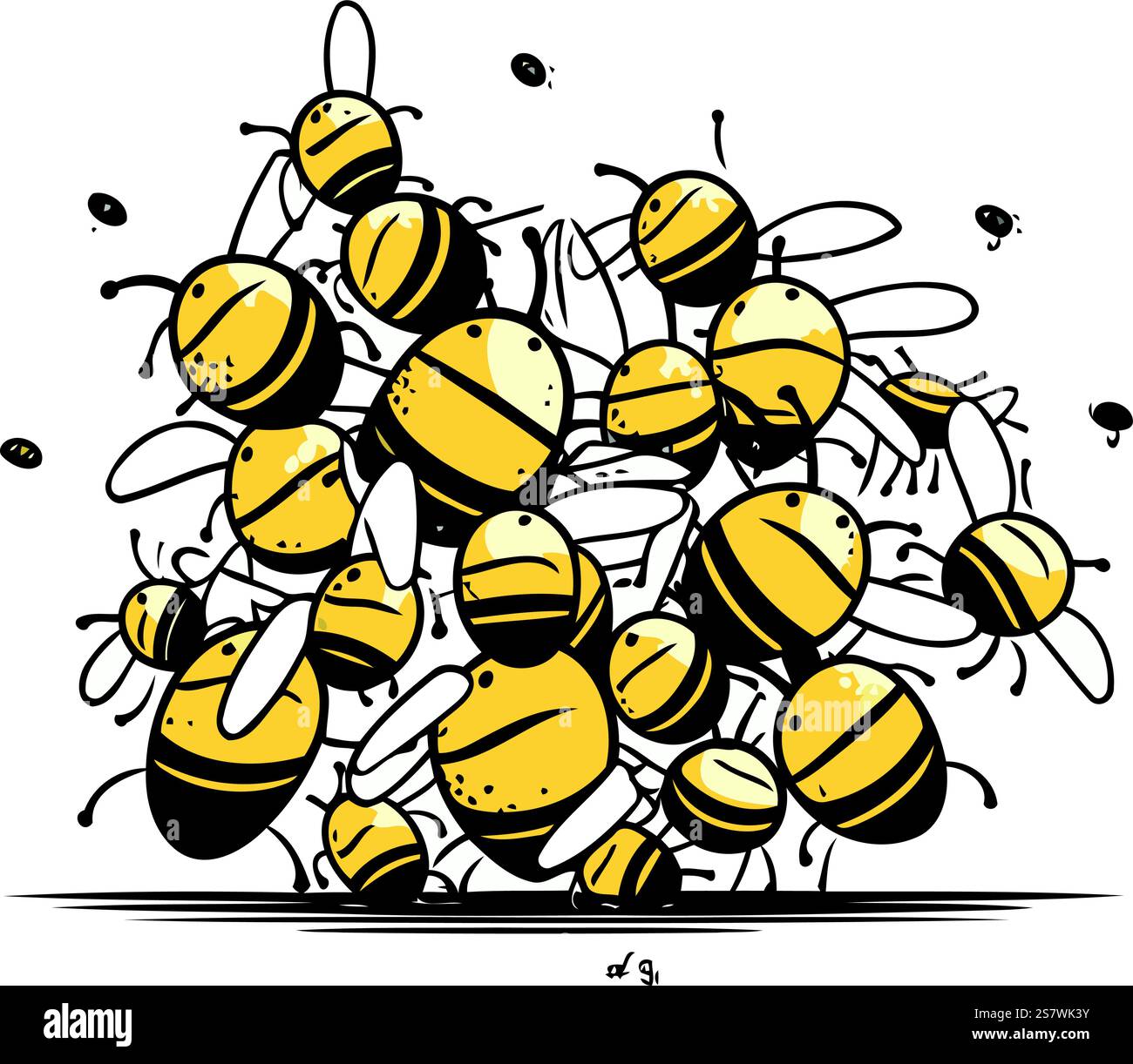 Illustration of a group of bees on a white background. Vector ...