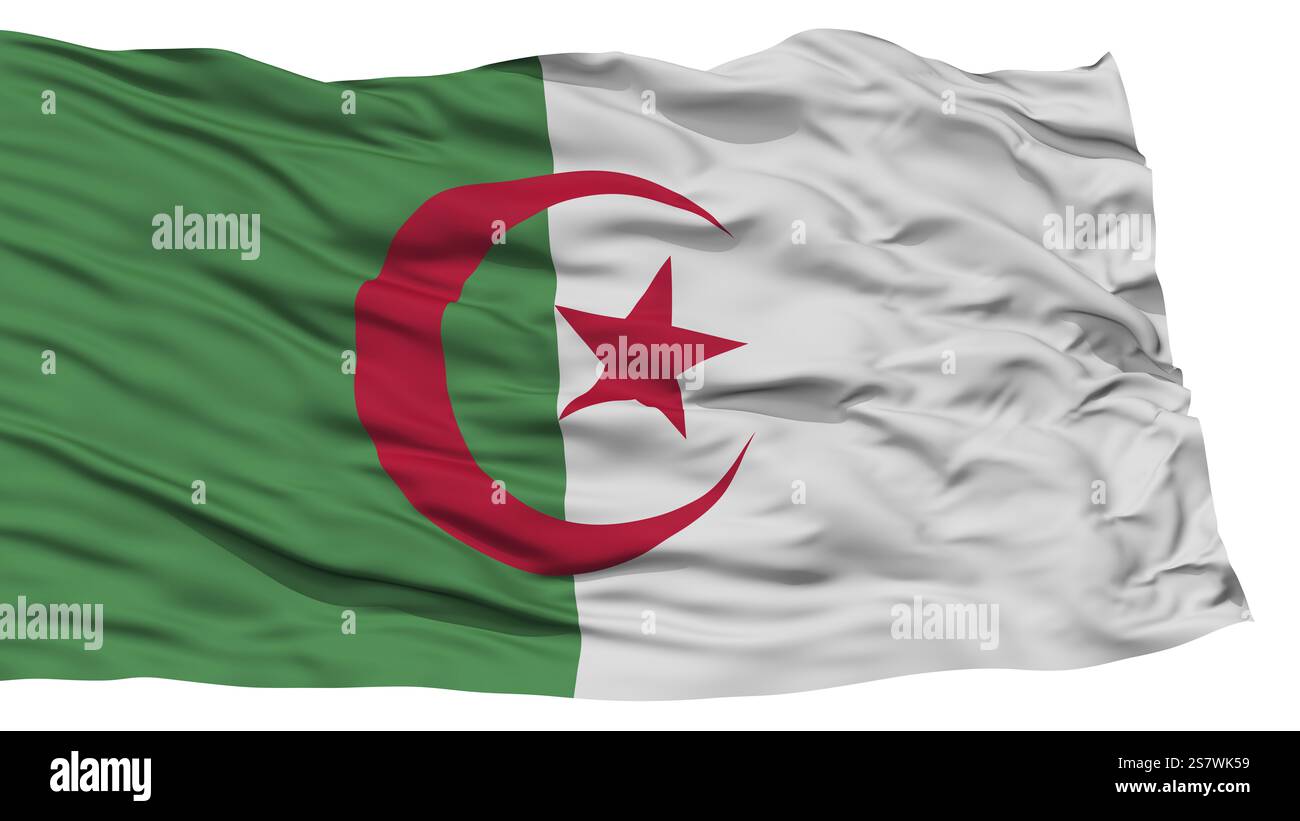 Isolated Algeria Flag, Waving on White Background, High Resolution ...