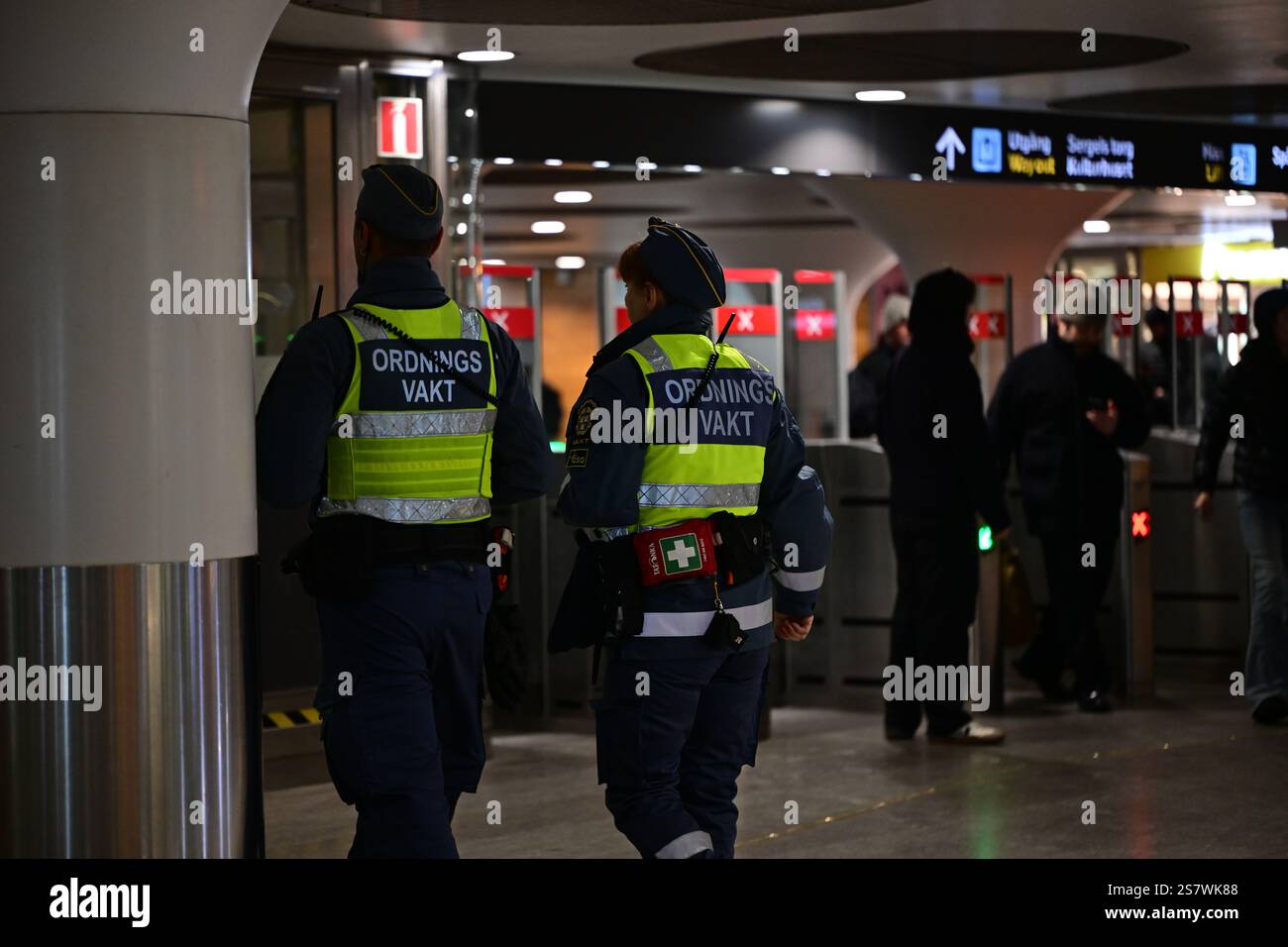 Stockholm, Uppland, Sweden. January 2 2025. Security guards in the subway Stock Photo - Alamy