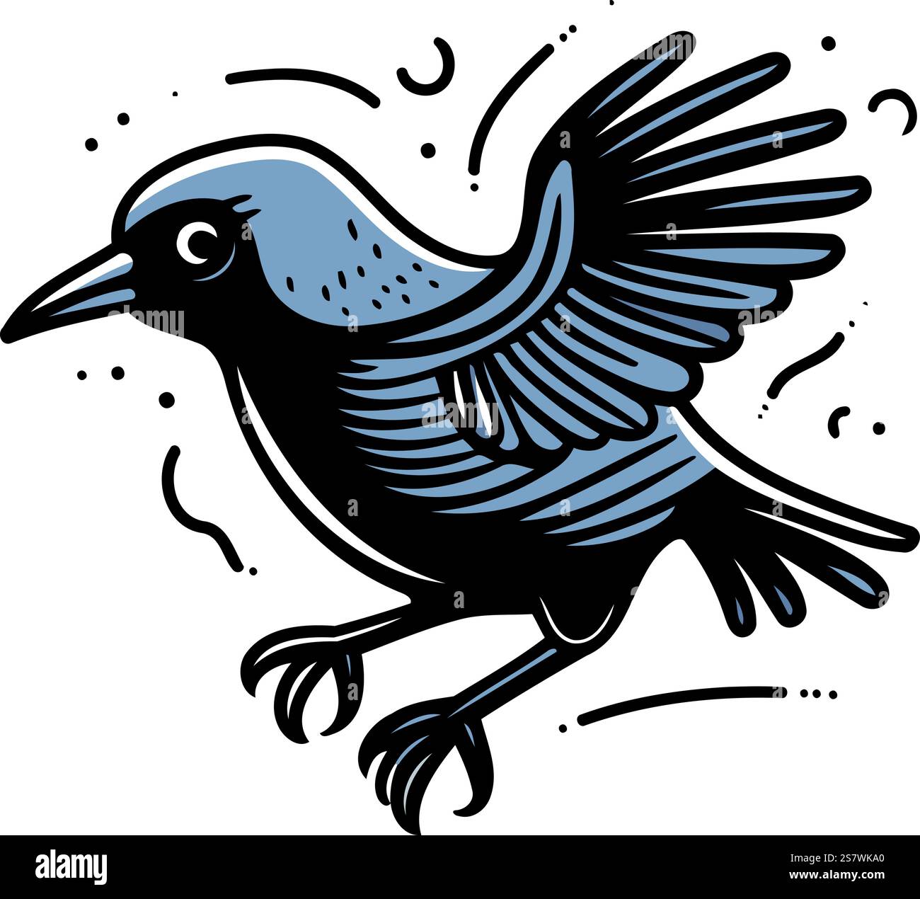 Vector illustration of a crow. Hand drawn doodle style Stock Vector ...