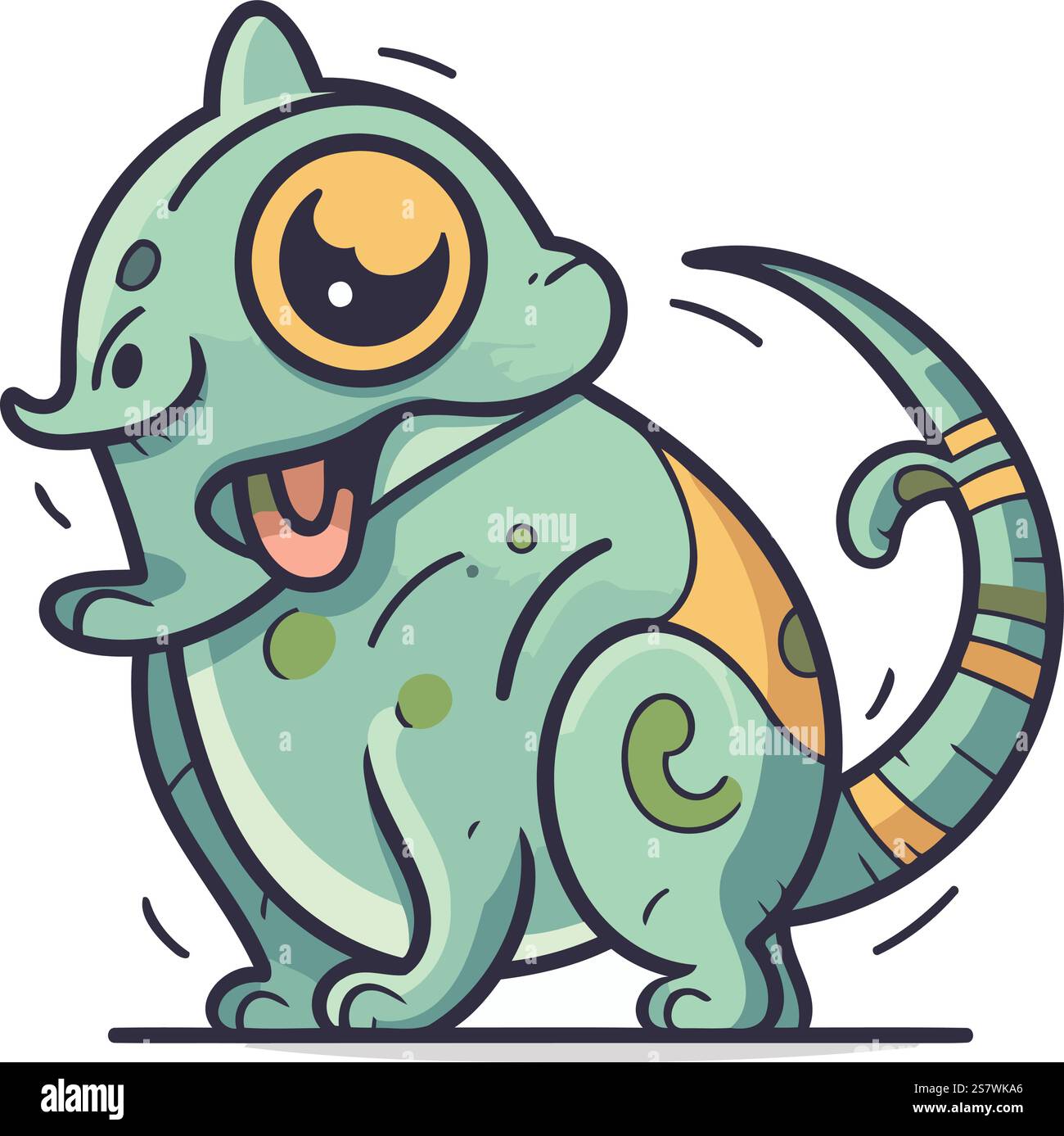 Cartoon funny chameleon. Vector illustration for your design Stock ...