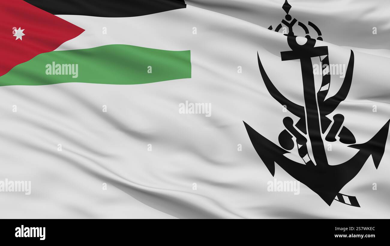 Naval Ensign Of Jordan Flag, Closeup View Stock Photo - Alamy
