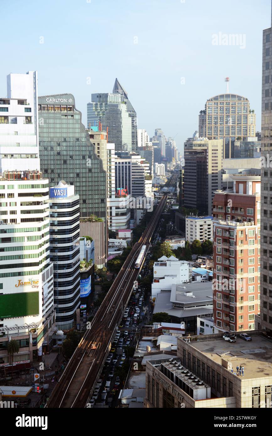 Aerial view of the BTS Sukhumvit line in Asok, Bangkok, Thailand Stock ...