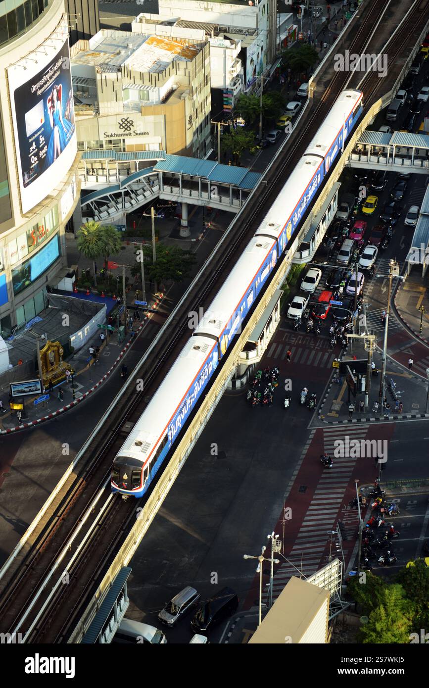Aerial view of the BTS Sukhumvit line in Asok, Bangkok, Thailand Stock ...