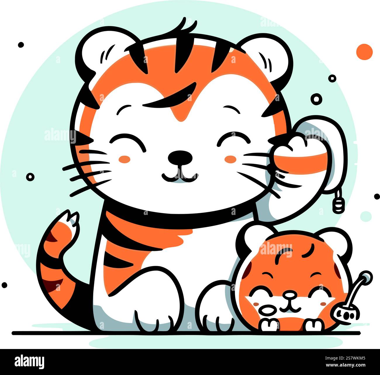 Cute tiger and cat vector illustration. Cute cartoon tiger character ...