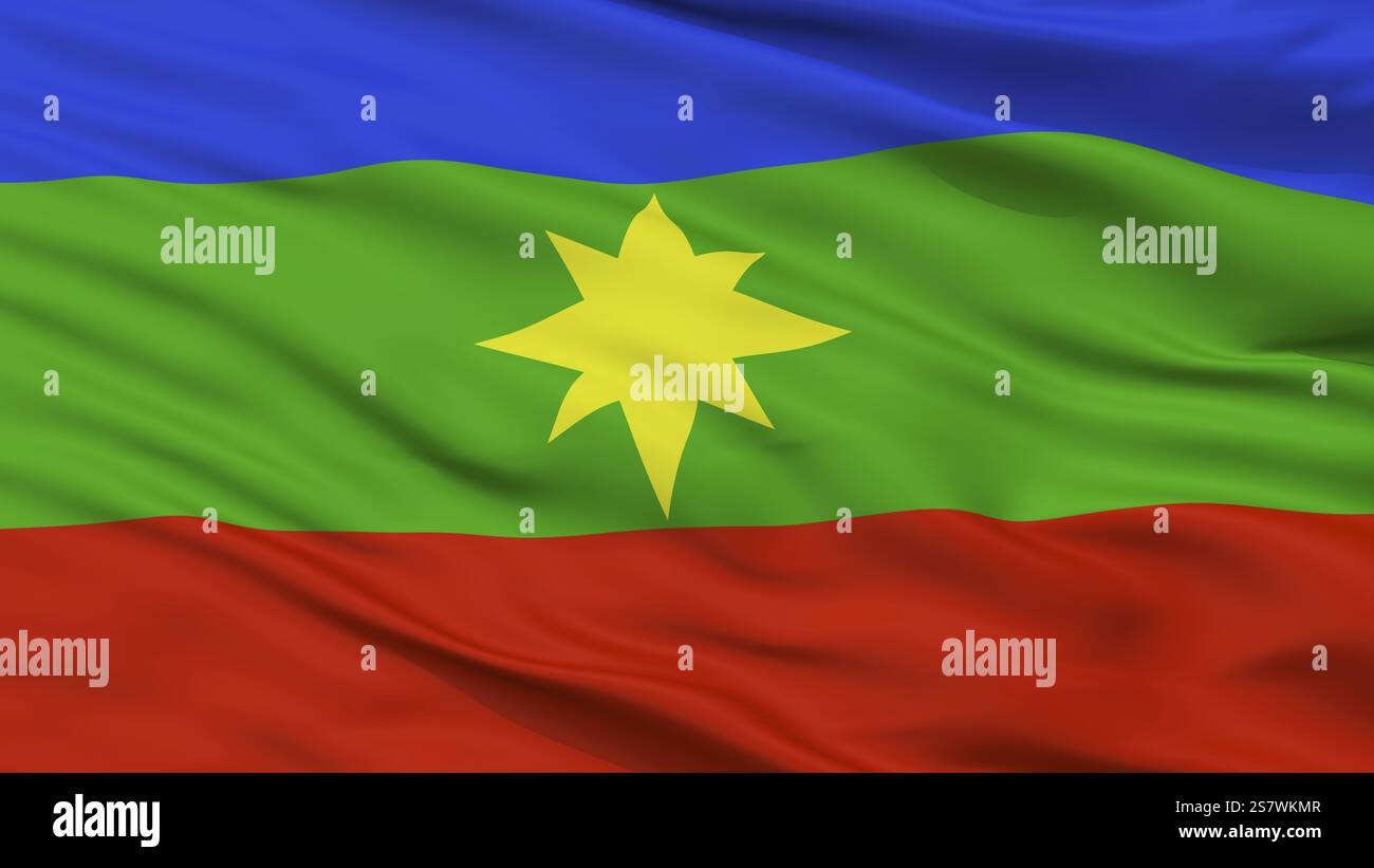 Planeta Rica City Flag, Country Colombia, Closeup View, 3D Rendering ...